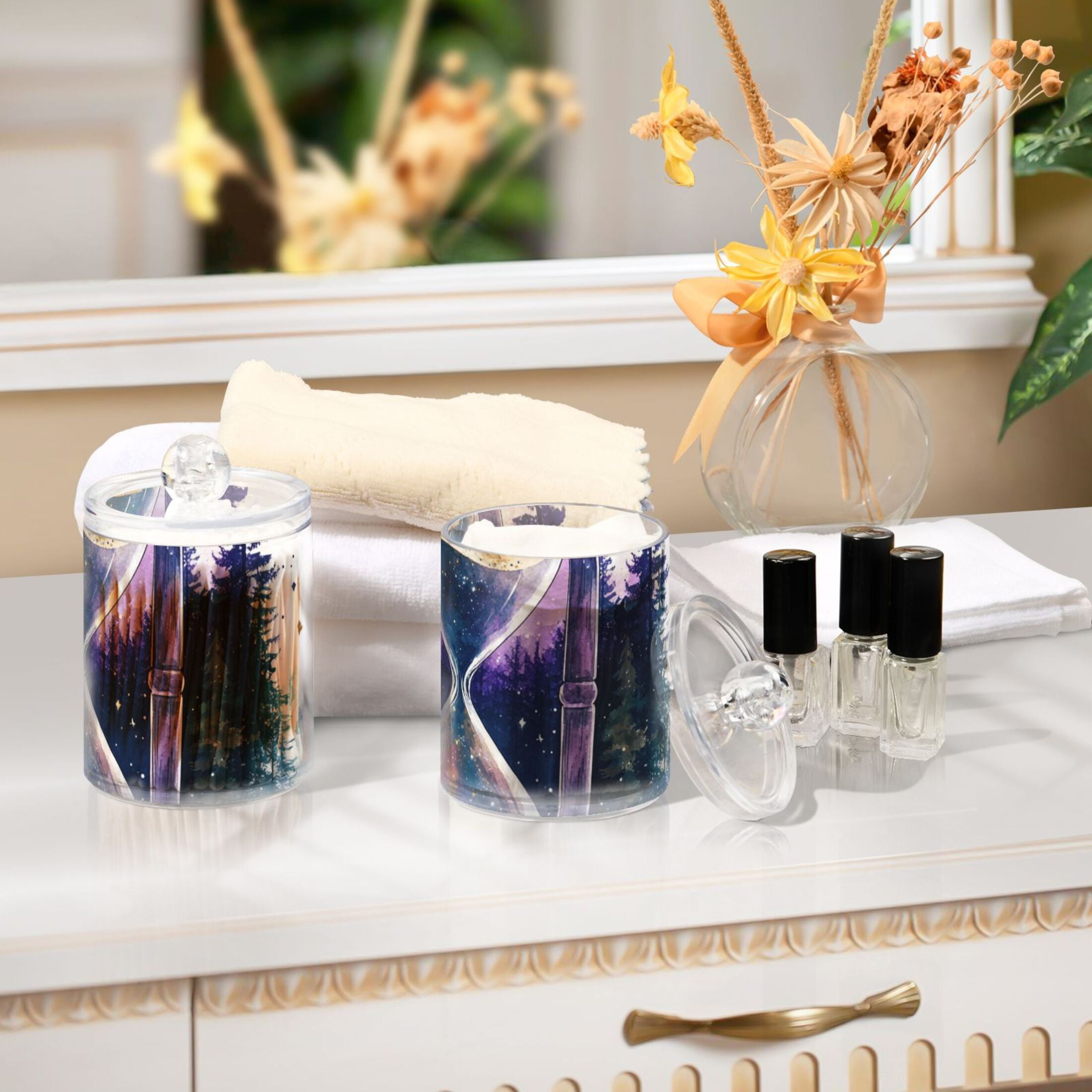 Ckdifva Forest Hourglass Storage Jar with Lid Acrylic Organization ...