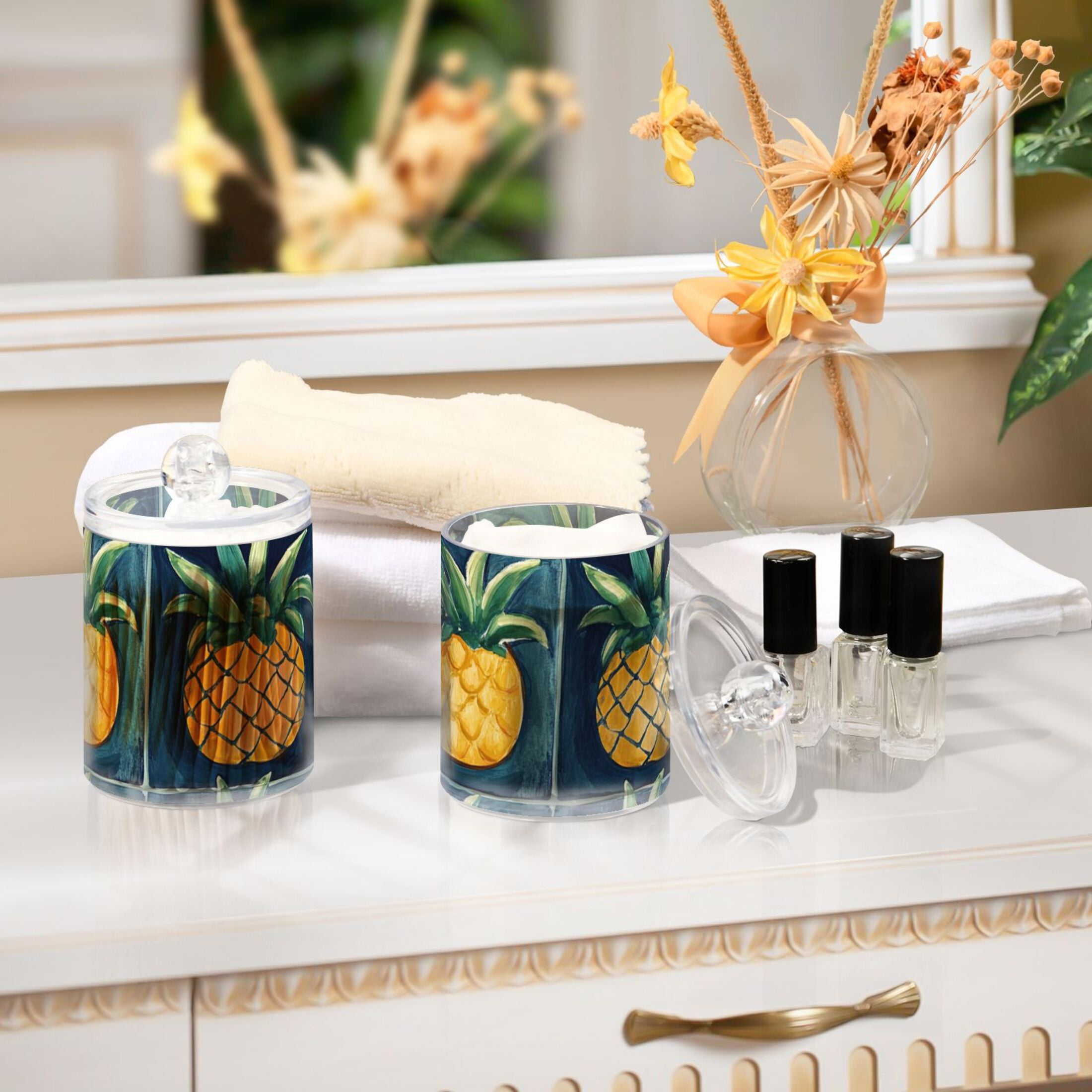 Ckdifva Fruit Pineapple Tile Storage Jar with Lid Acrylic Organization ...
