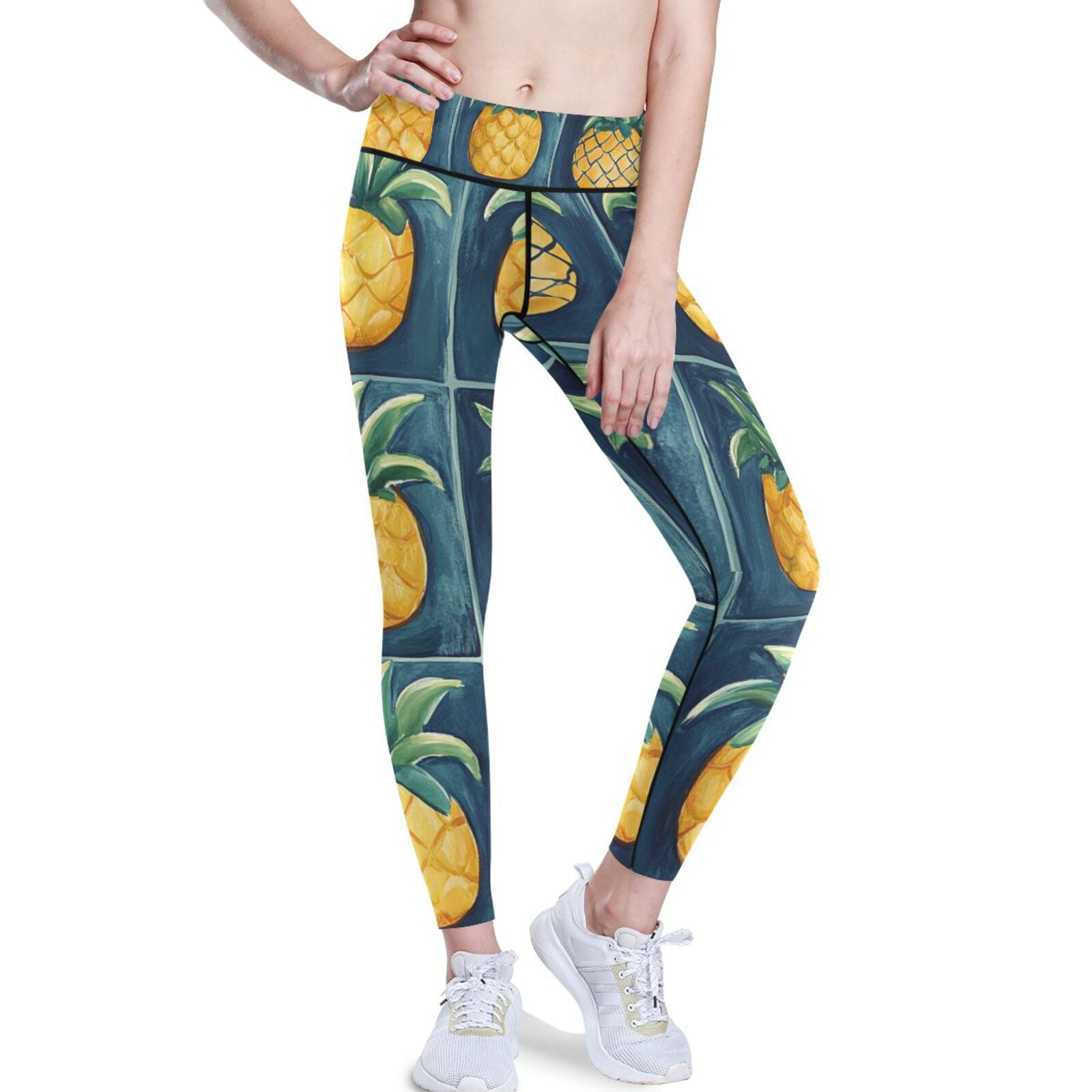 Ckdifva Fruit Pineapple Tile Yoga Pants with Pockets for Women Workout ...
