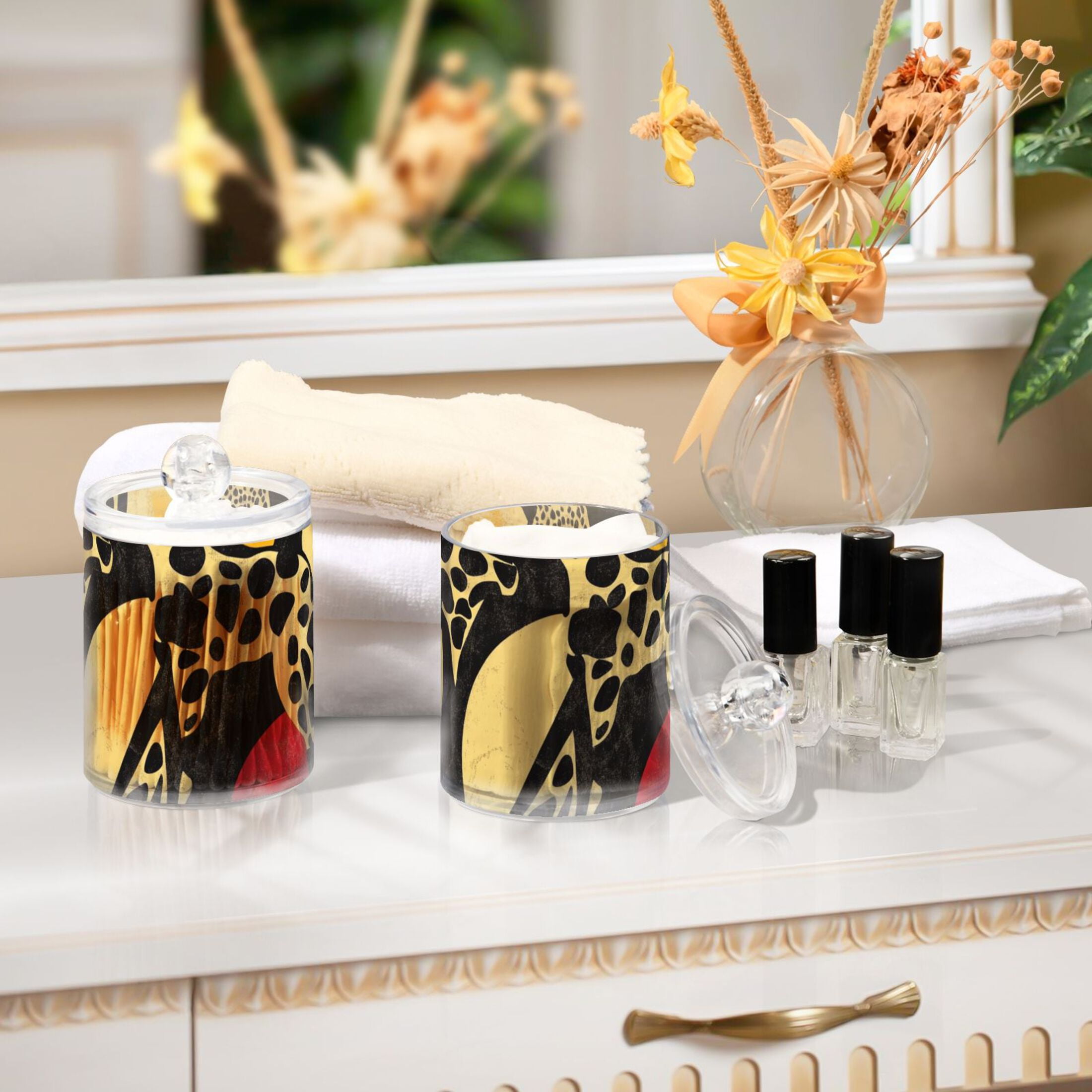 Ckdifva Giraffe Graffiti Storage Jar with Lid Acrylic Organization ...