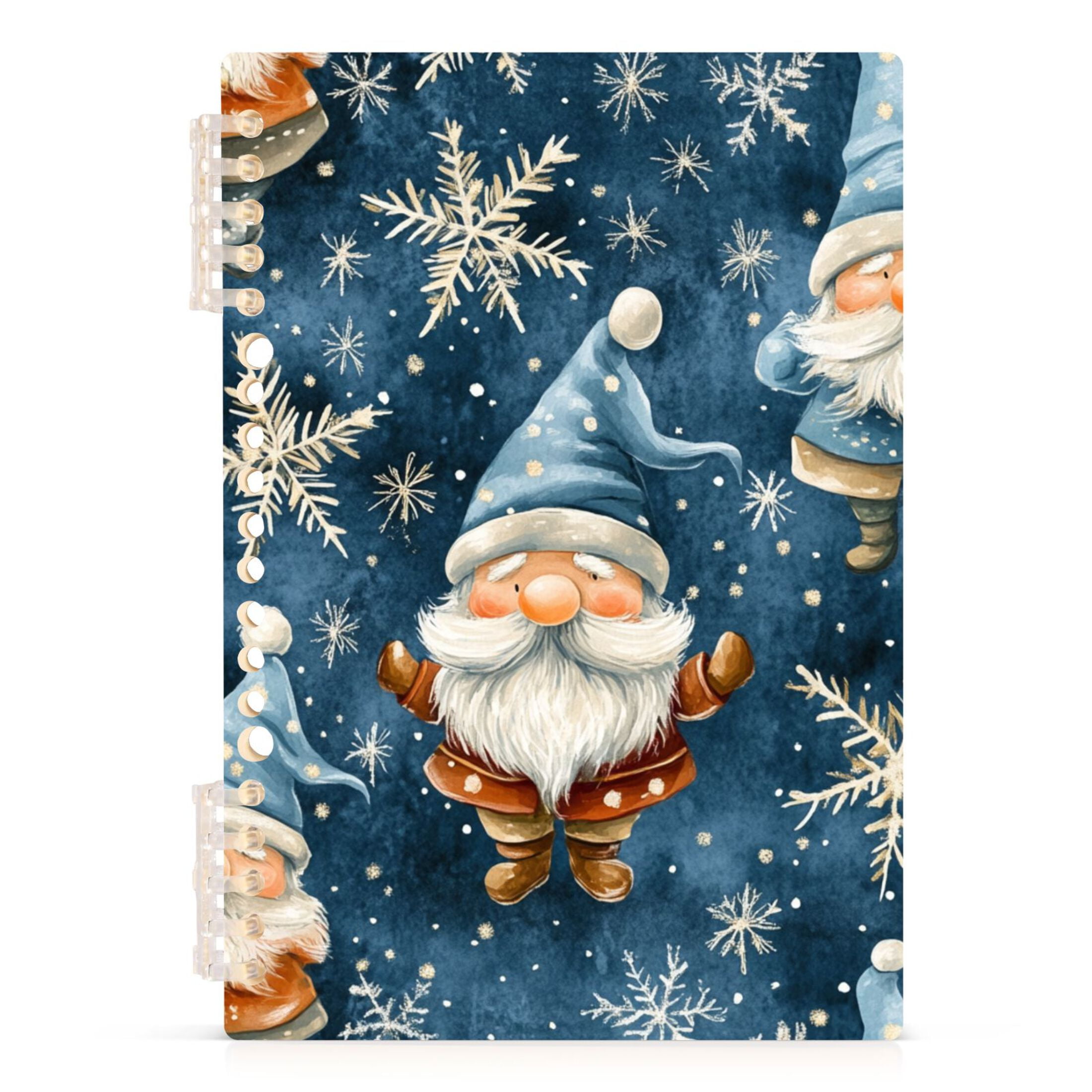 Ckdifva Gnomes Star Snowflakes A5 Ring Binder Notebook Journey Note Diary College Ruled Study 60 ...