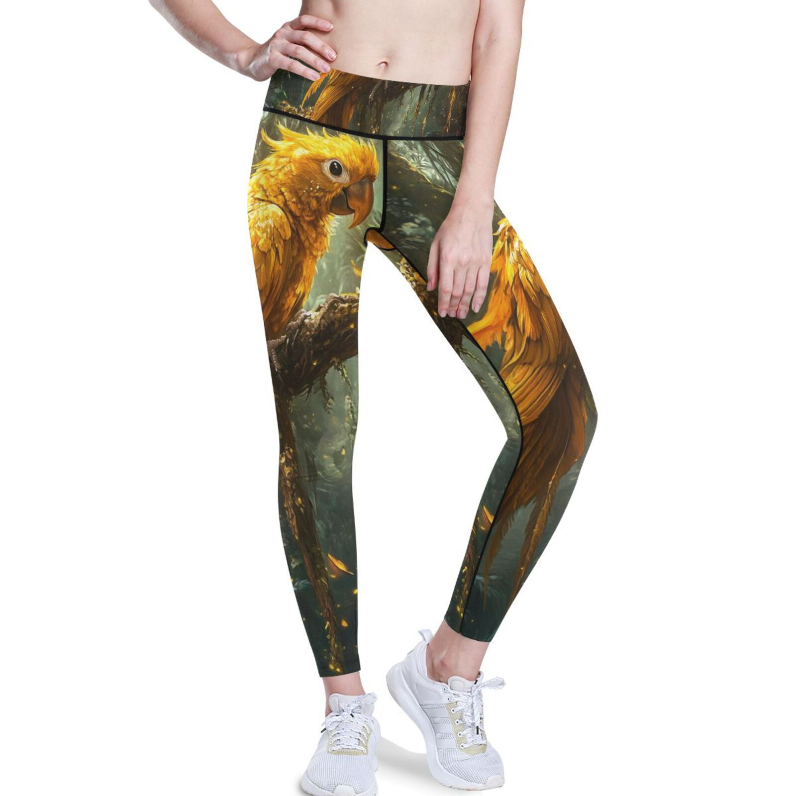 Ckdifva Gold Bird in Tree Yoga Pants with Pockets for Women Workout ...
