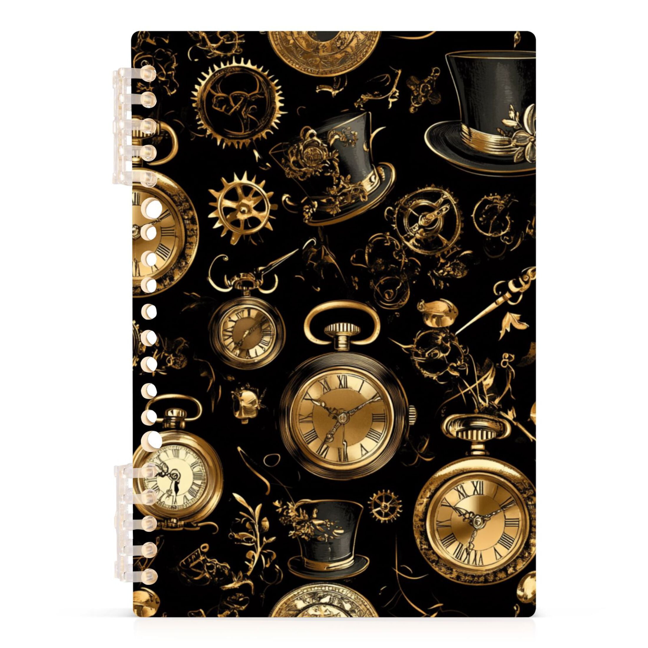 Ckdifva Gold Clocks Machines A5 Ring Binder Notebook Journey Note Diary ...
