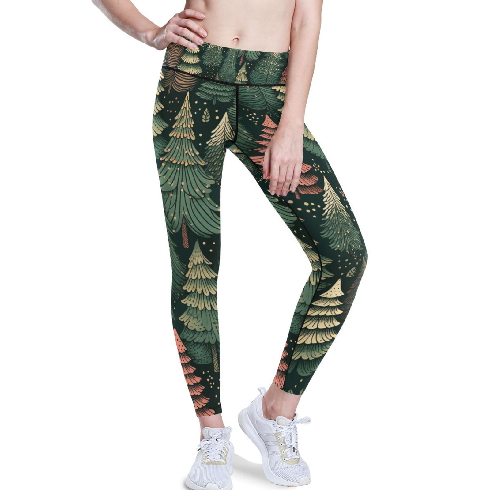 Ckdifva Green Trees Yoga Pants with Pockets for Women Workout Athletic ...