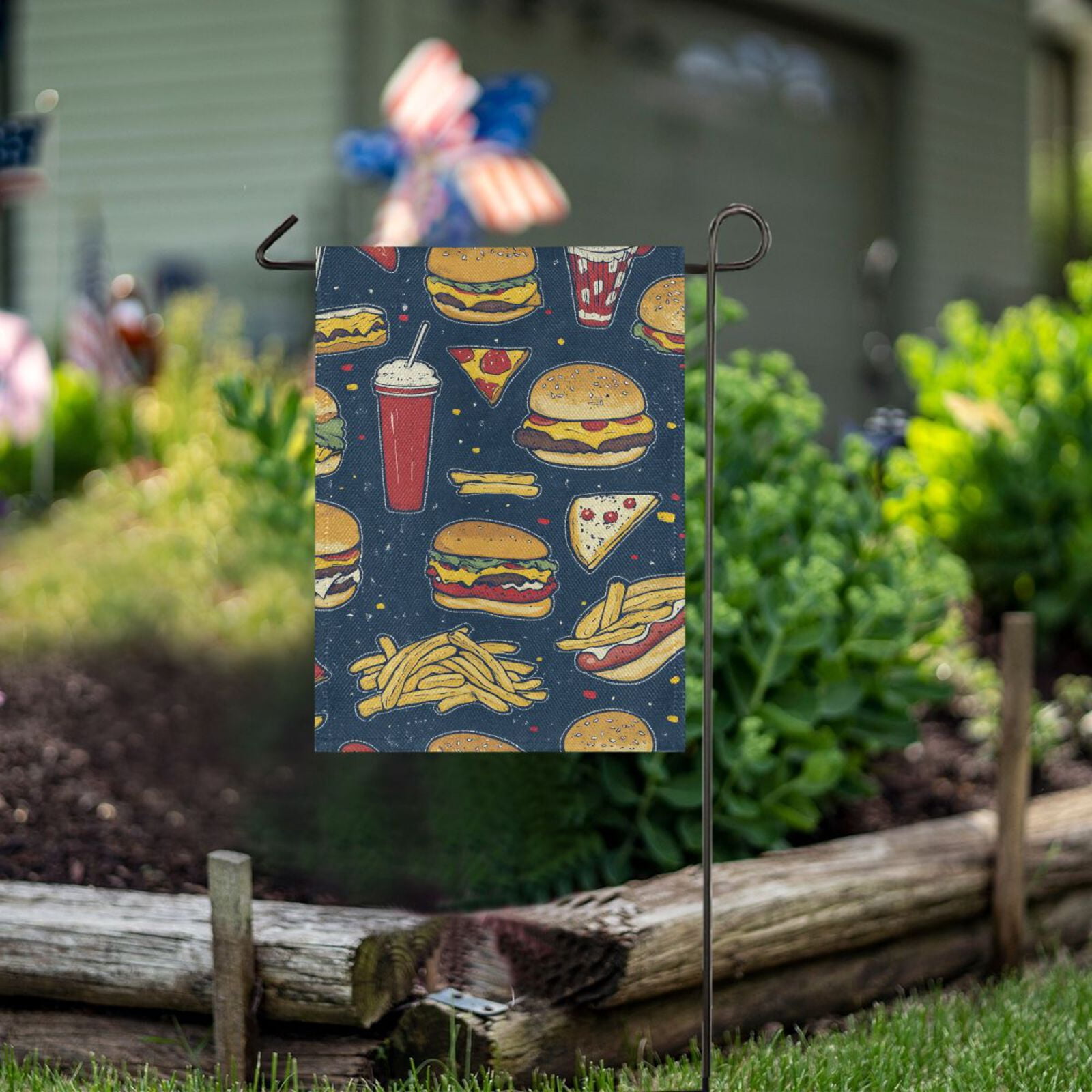 Ckdifva Hamburgers Fries Sandwich Garden Flag 12 x 18 Inch Vertical ...