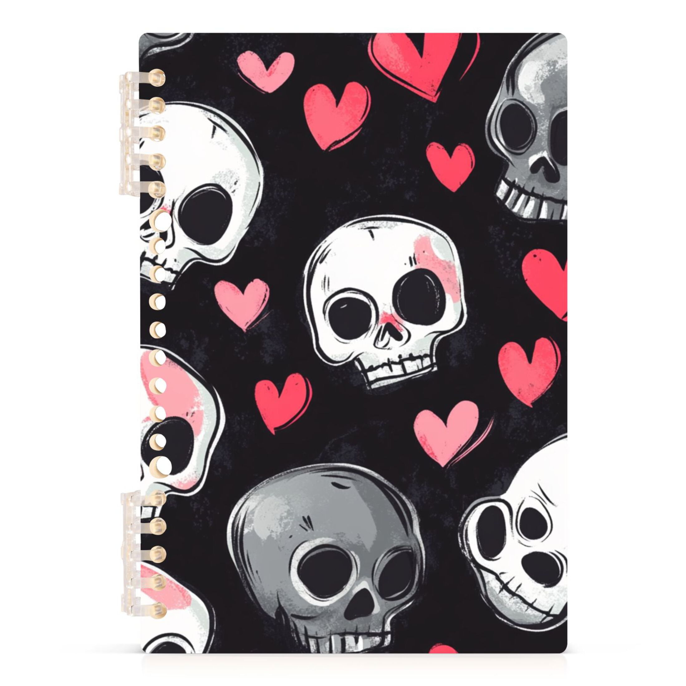Ckdifva Hearts and Skulls A5 Ring Binder Notebook Journey Note Diary ...