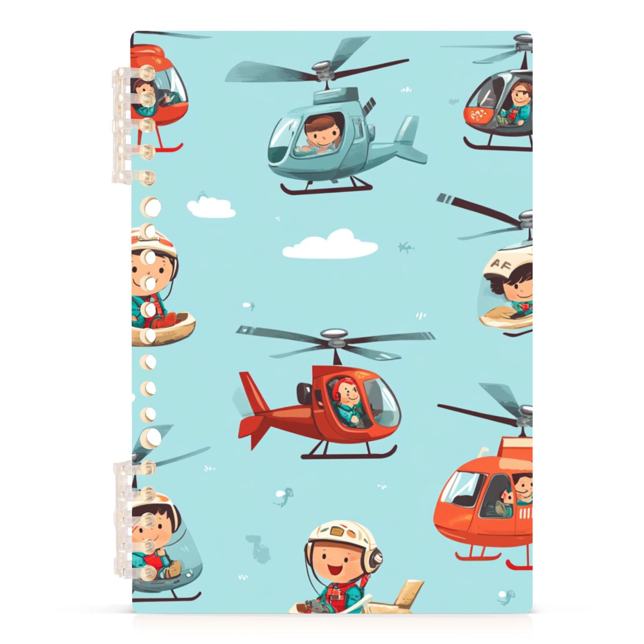 Ckdifva Helicopters Cute Pilots A5 Ring Binder Notebook Journey Note ...