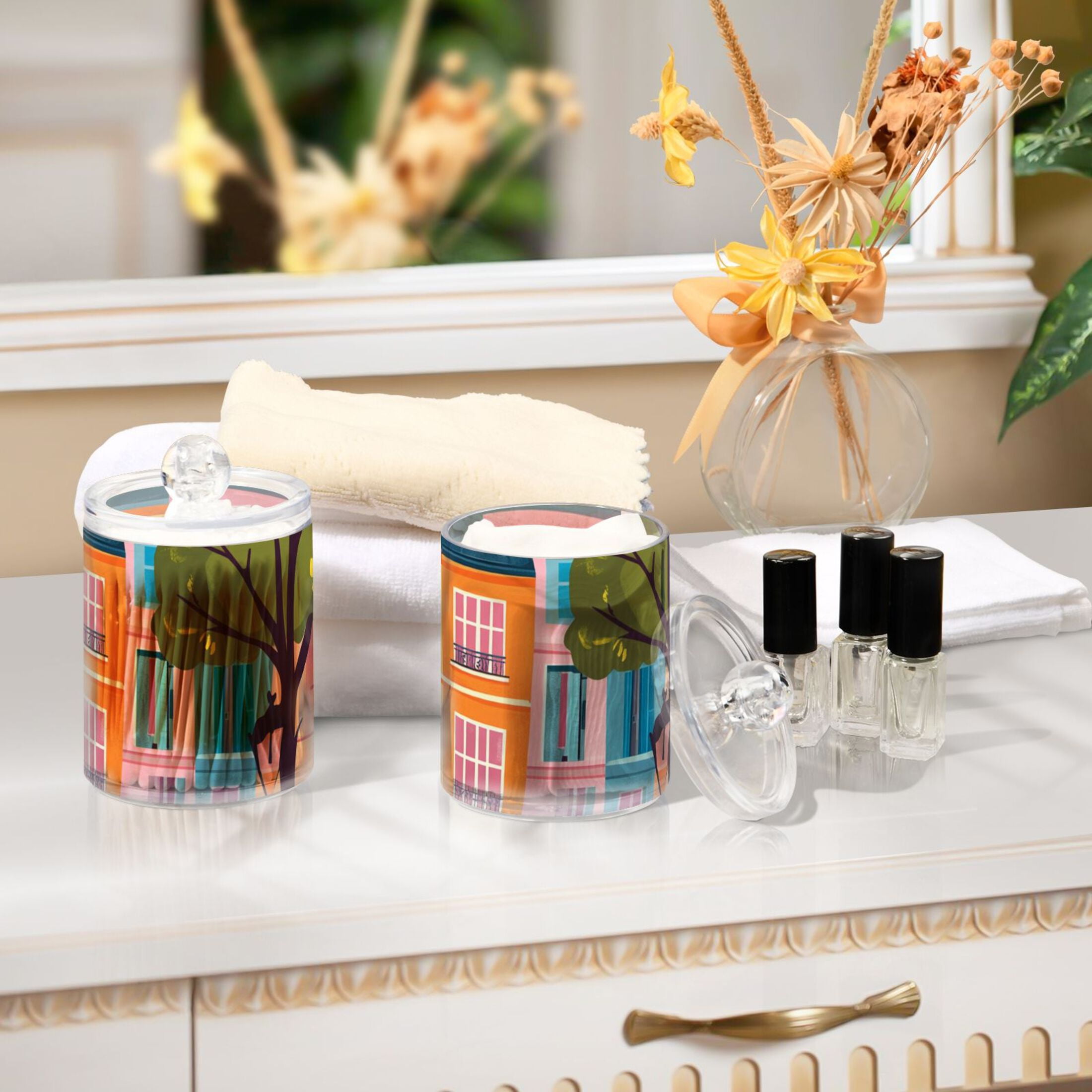 Ckdifva Houses Street Storage Jar with Lid Acrylic Organization Storage ...
