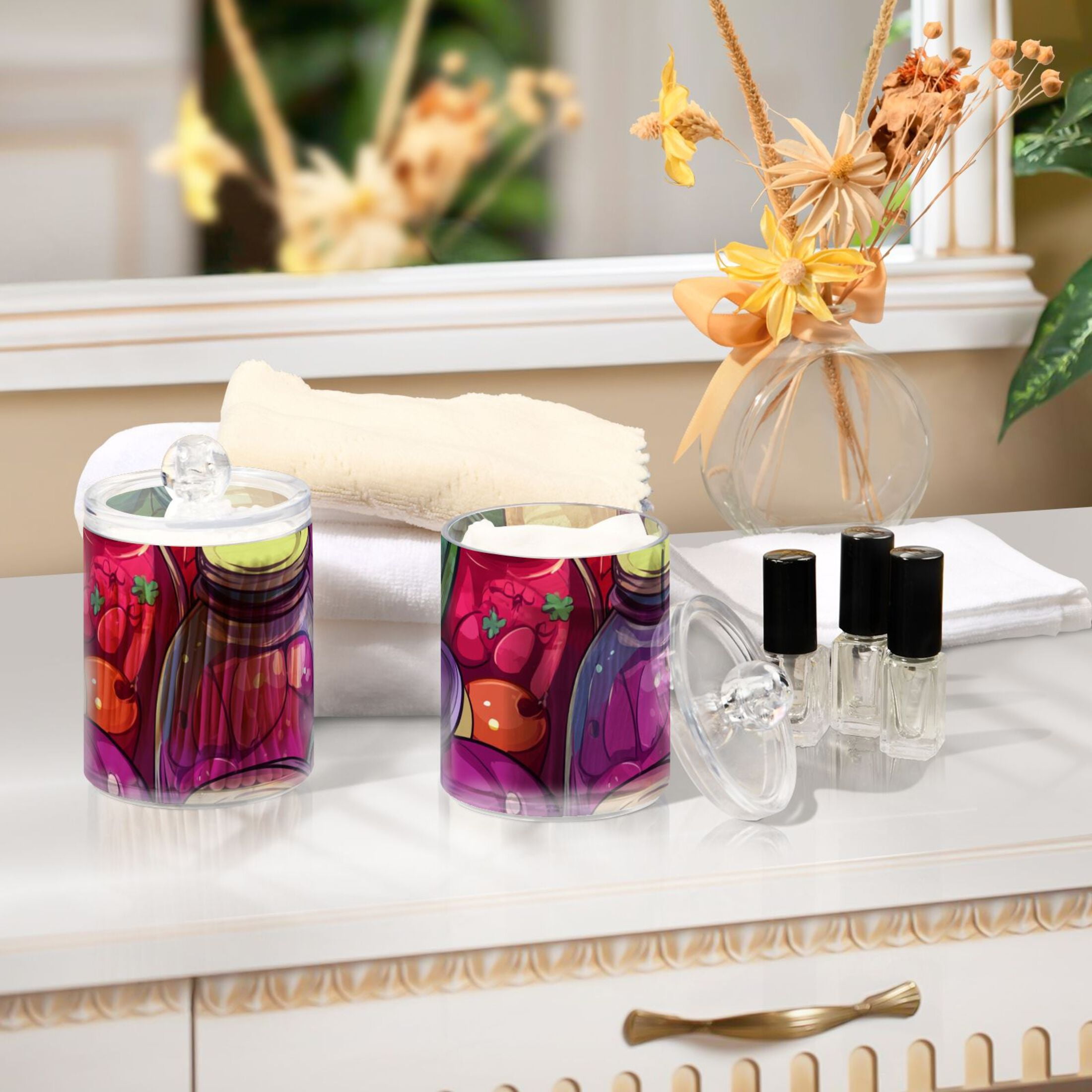 Ckdifva Jam Jars Colorful Storage Jar with Lid Acrylic Organization ...