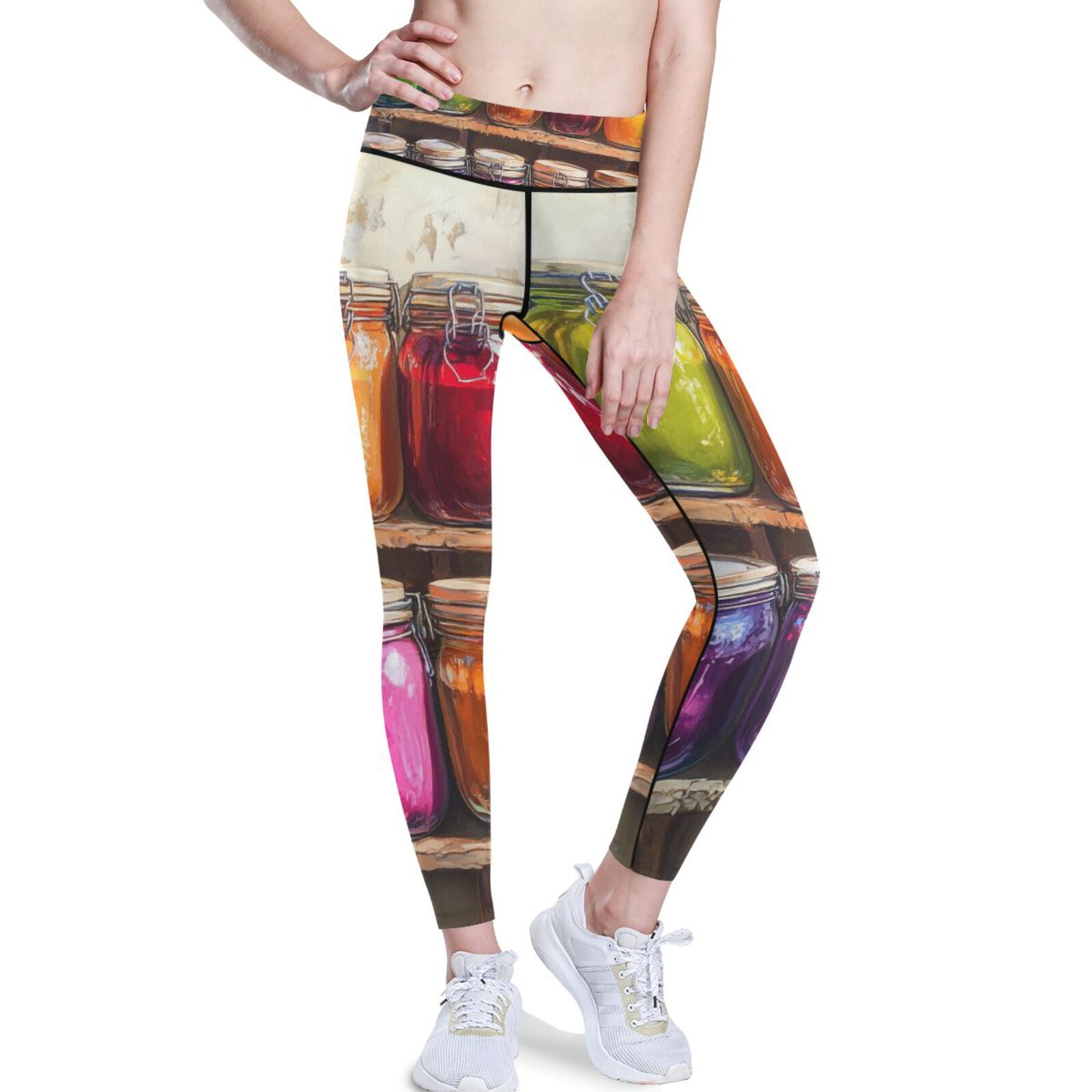 Ckdifva Jam Jars Yoga Pants with Pockets for Women Workout Athletic ...