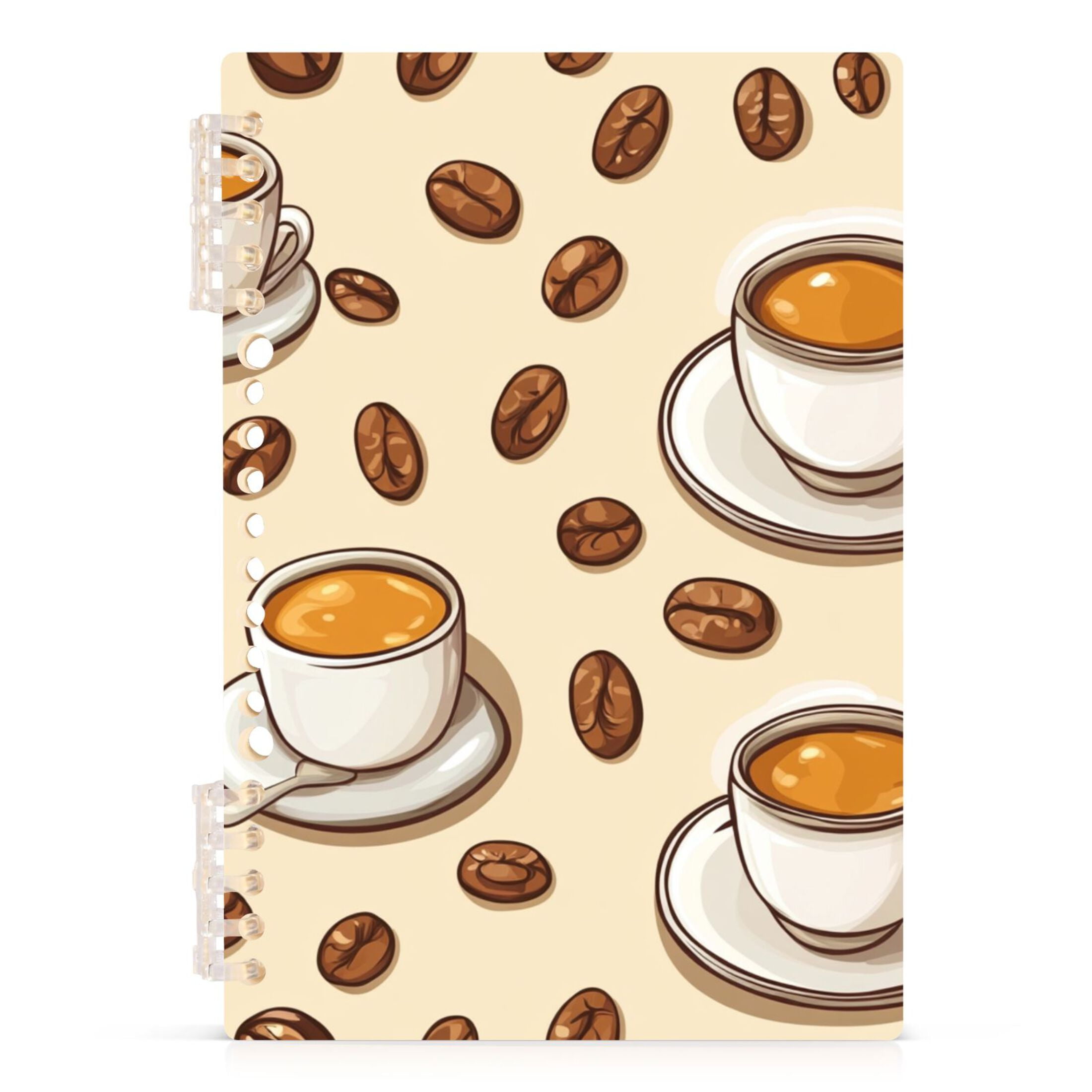 Ckdifva Latte and Coffee Beans A5 Ring Binder Notebook Journey Note ...