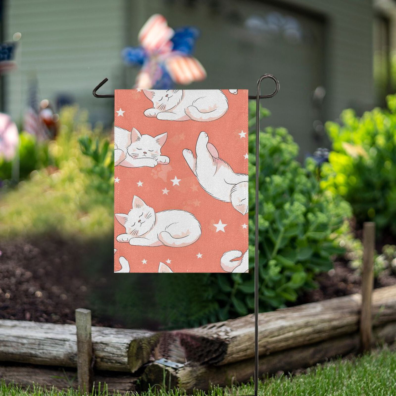 Ckdifva Lazy White Cats Garden Flag 12 x 18 Inch Vertical Double Sided ...