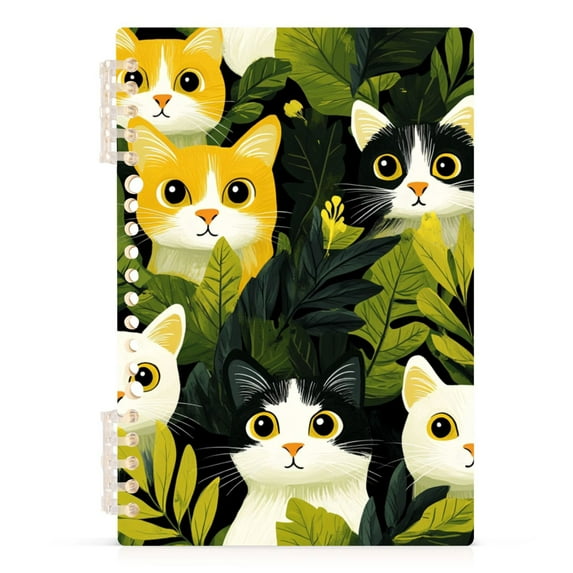 Ckdifva Leaves and Cats A5 Ring Binder Notebook Journey Note Diary ...