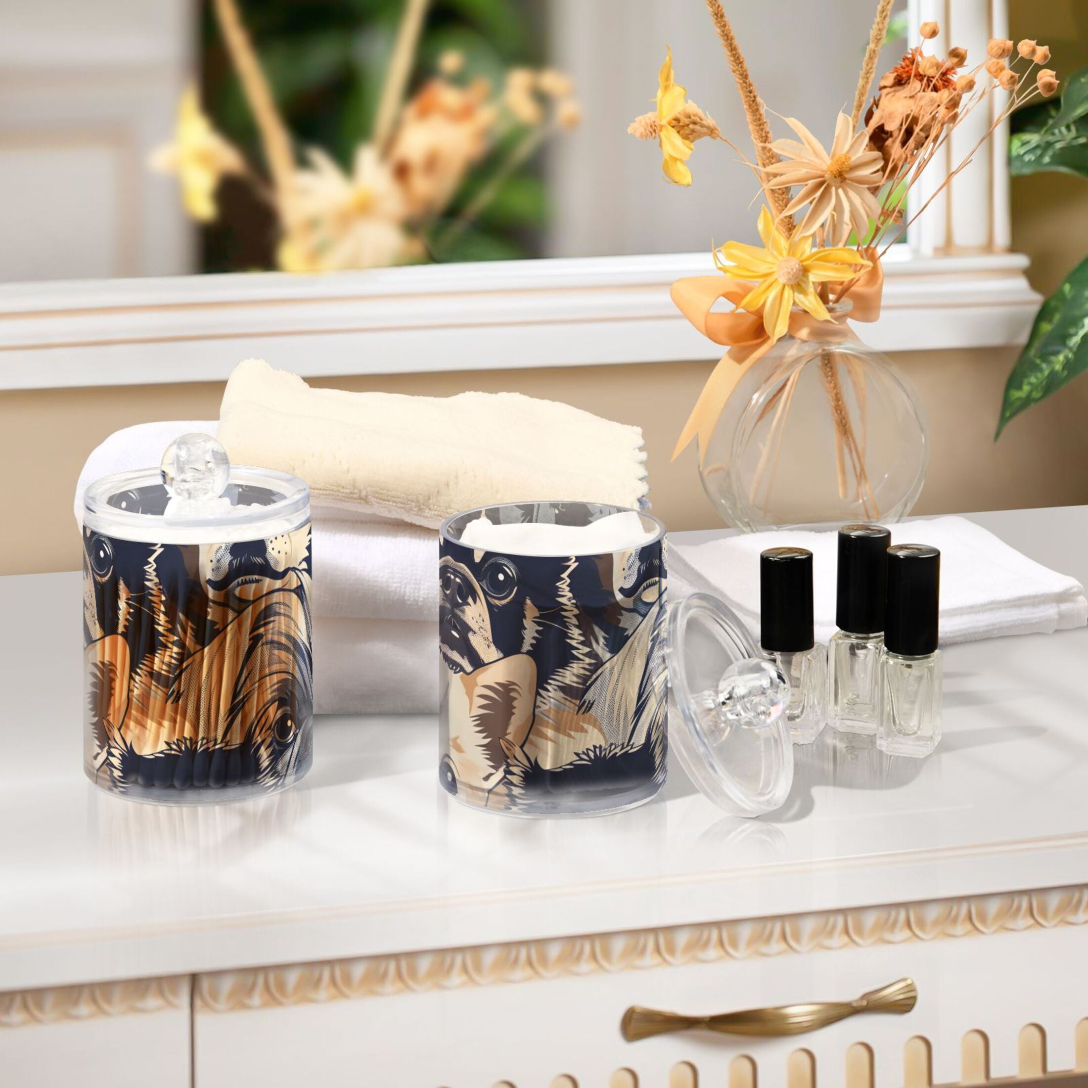 Ckdifva Lovely Dogs Storage Jar with Lid Acrylic Organization Storage ...