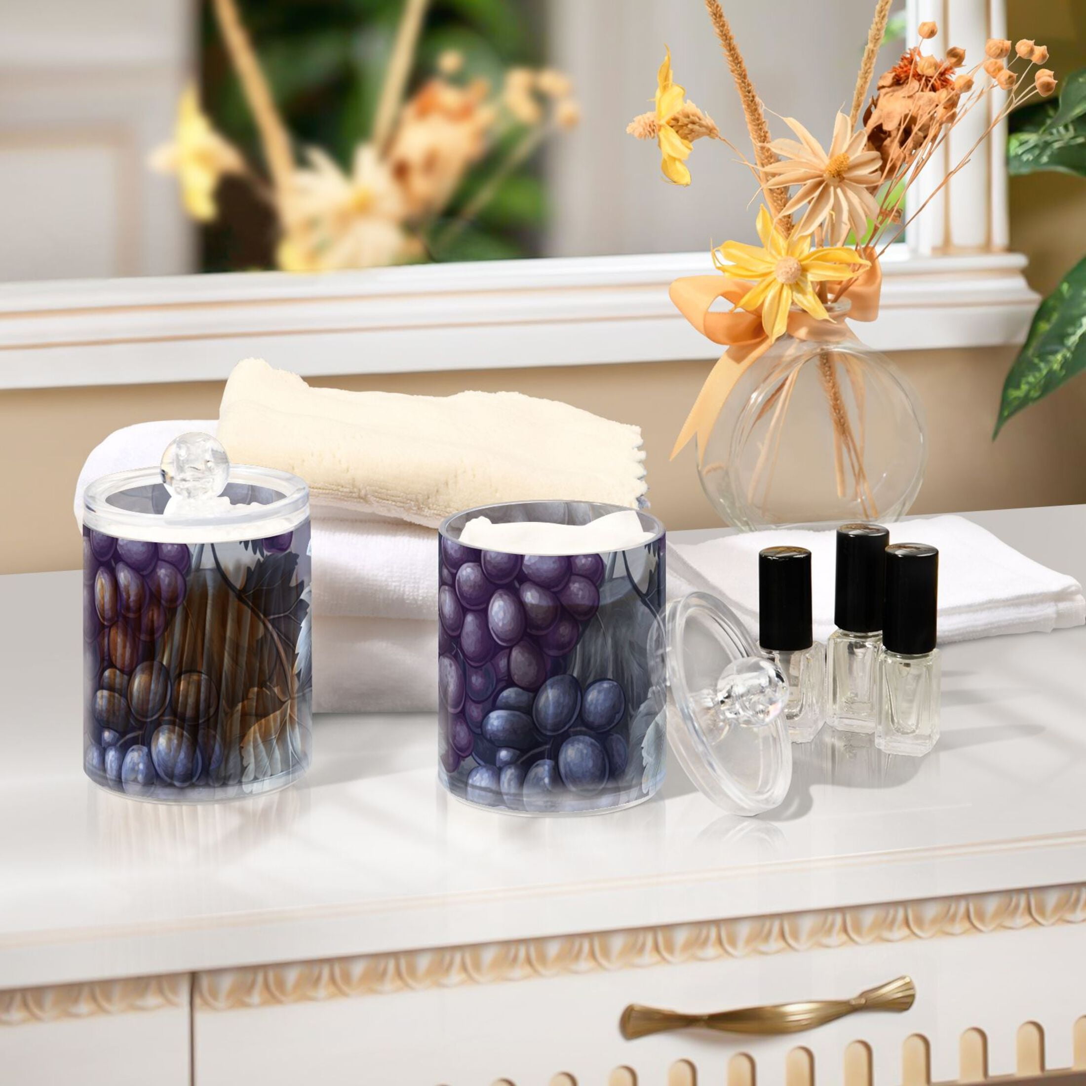 Ckdifva Many Grapes Storage Jar with Lid Acrylic Organization Storage ...