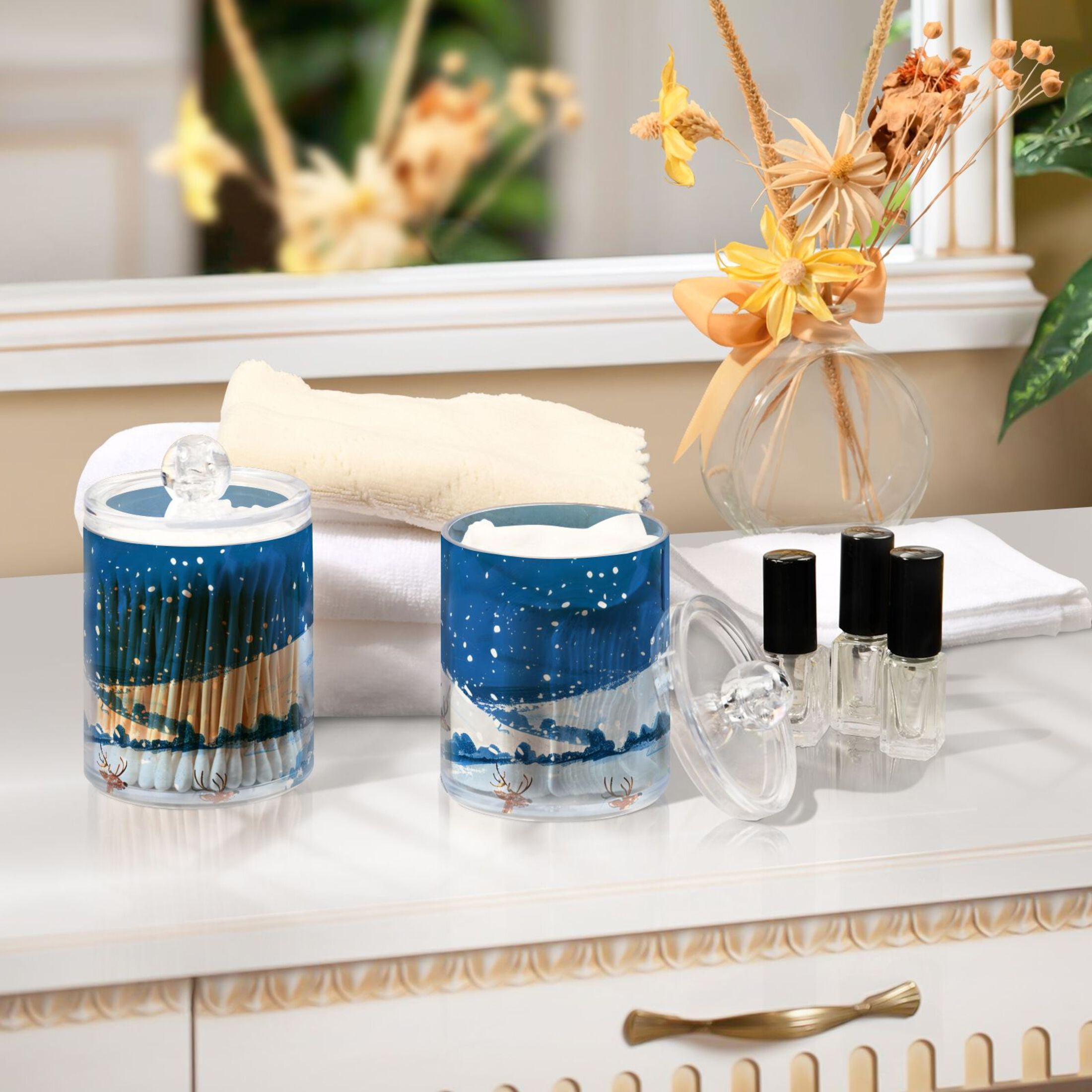 Ckdifva Merry Christmas Snow Storage Jar with Lid Acrylic Organization ...