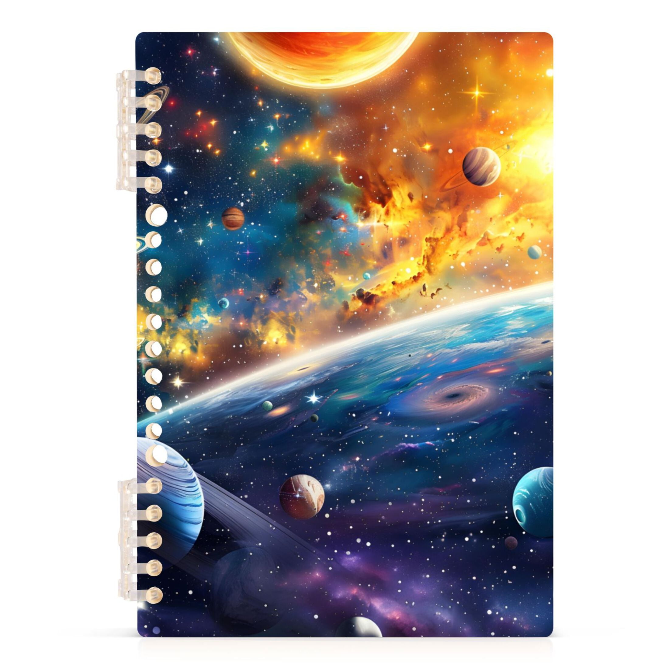 Ckdifva Milky Way A5 Ring Binder Notebook Journey Note Diary College Ruled Study 60 Pages ...