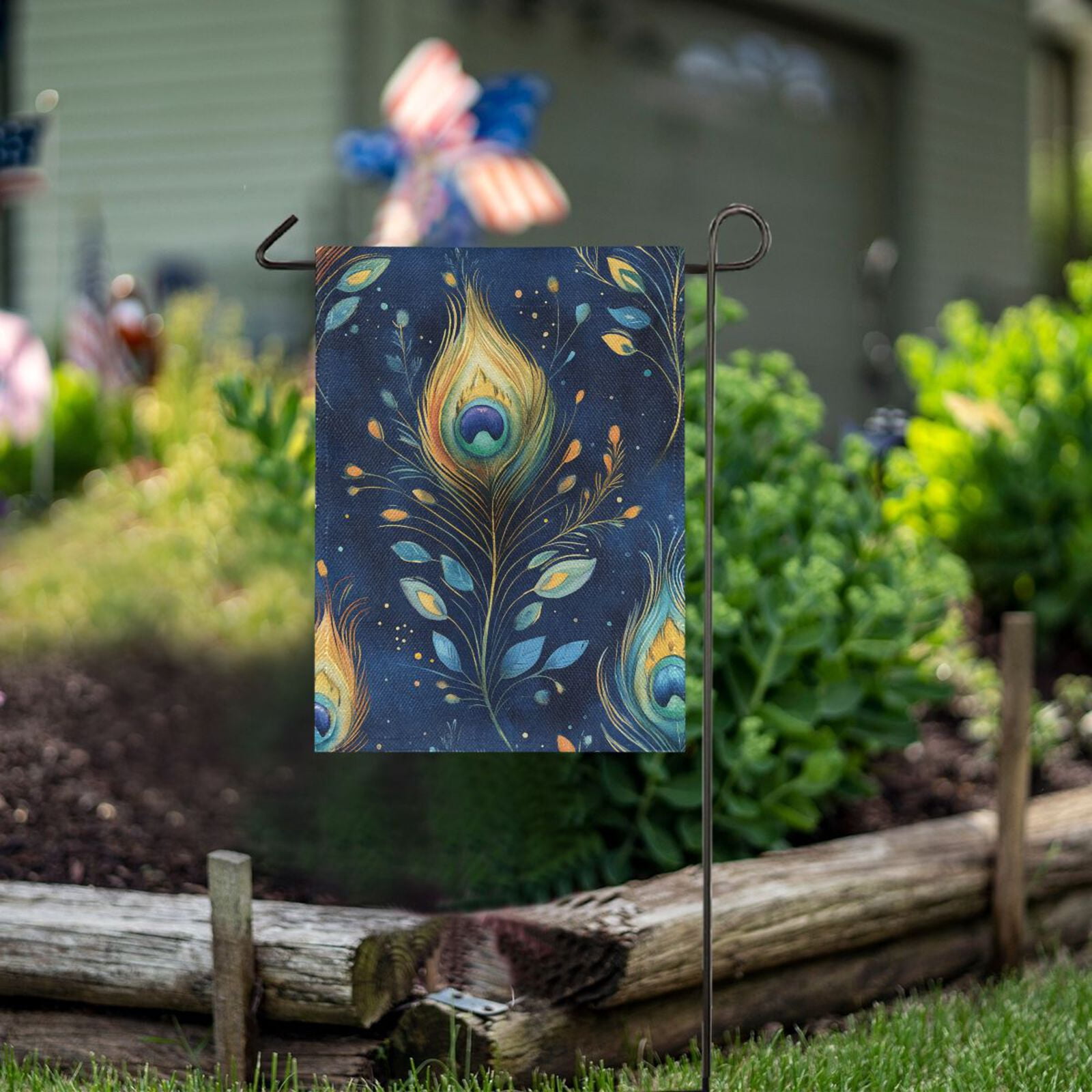 Ckdifva Peacock Feather and Leaves Garden Flag 12 x 18 Inch Vertical ...