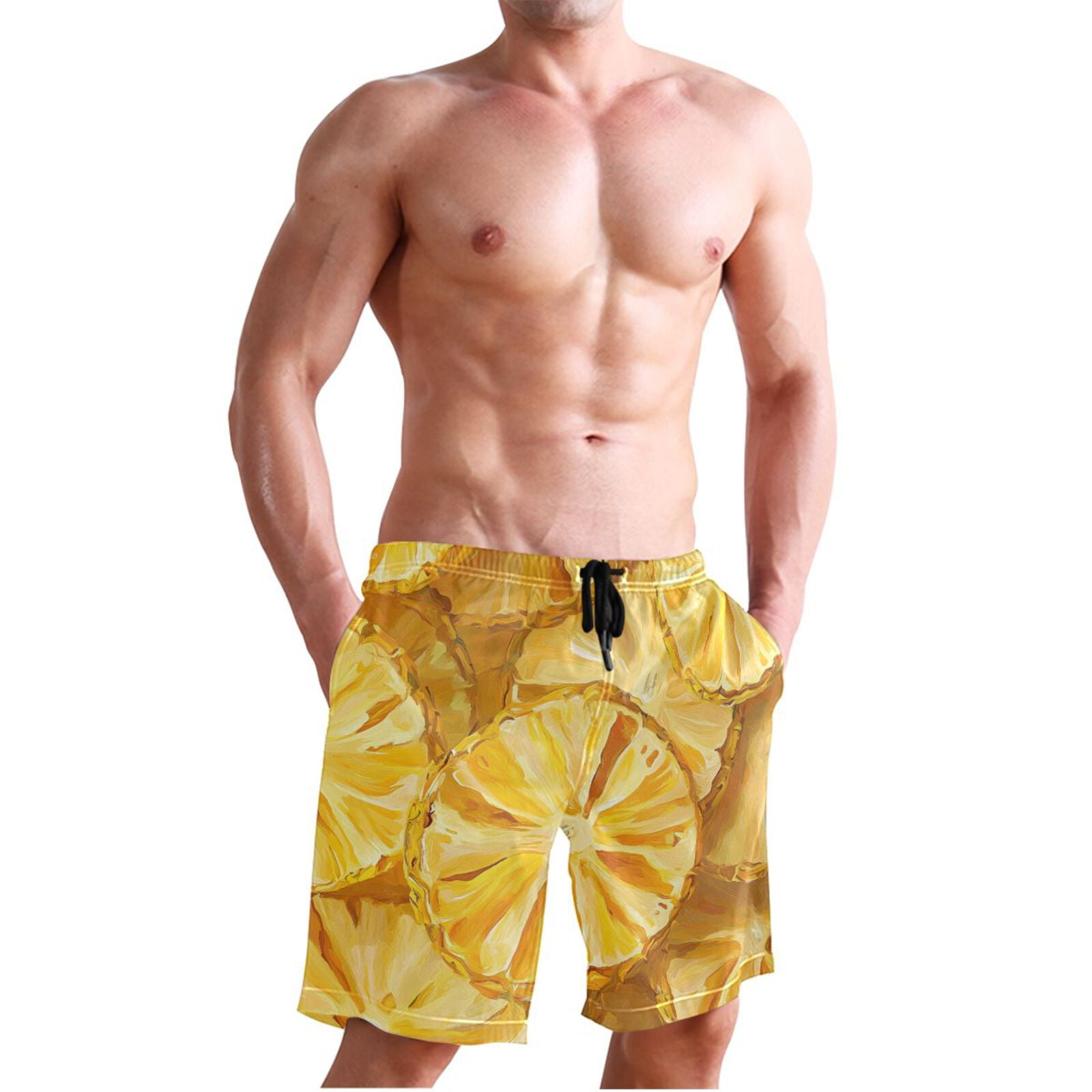 Ckdifva Pineapples Watercolor Men's Board Shorts Swim Trunks Drawstring ...