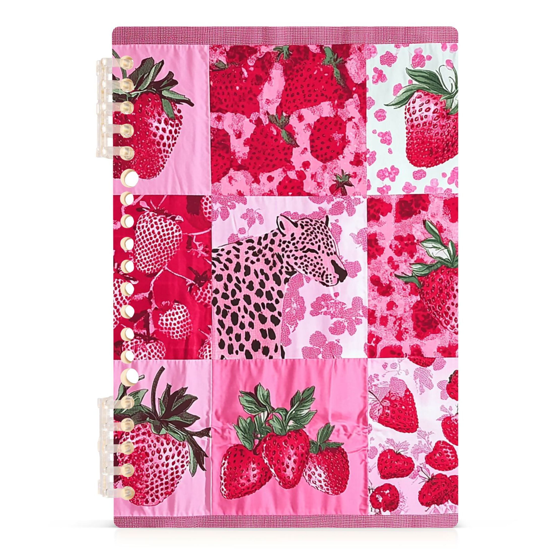 Ckdifva Pink Cheetah Strawberries A5 Ring Binder Notebook Journey Note ...
