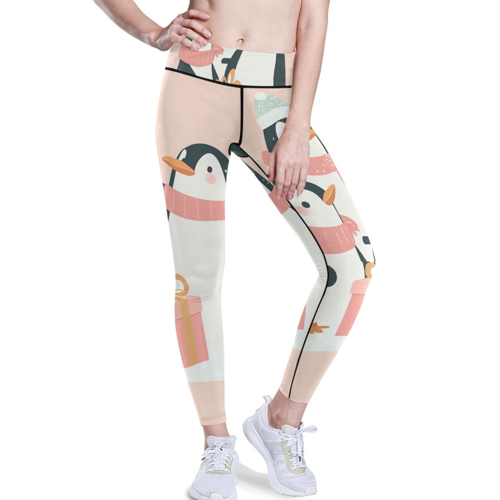 Ckdifva Pink Penguins Gift Yoga Pants with Pockets for Women Workout ...