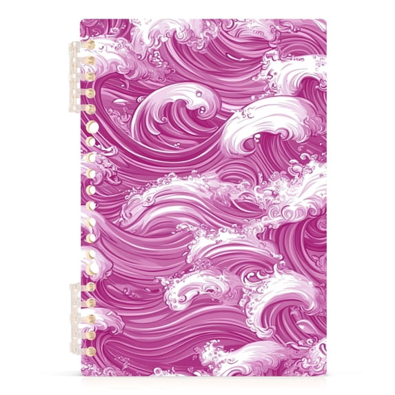 Ckdifva Pink Waves A5 Ring Binder Notebook Journey Note Diary College ...