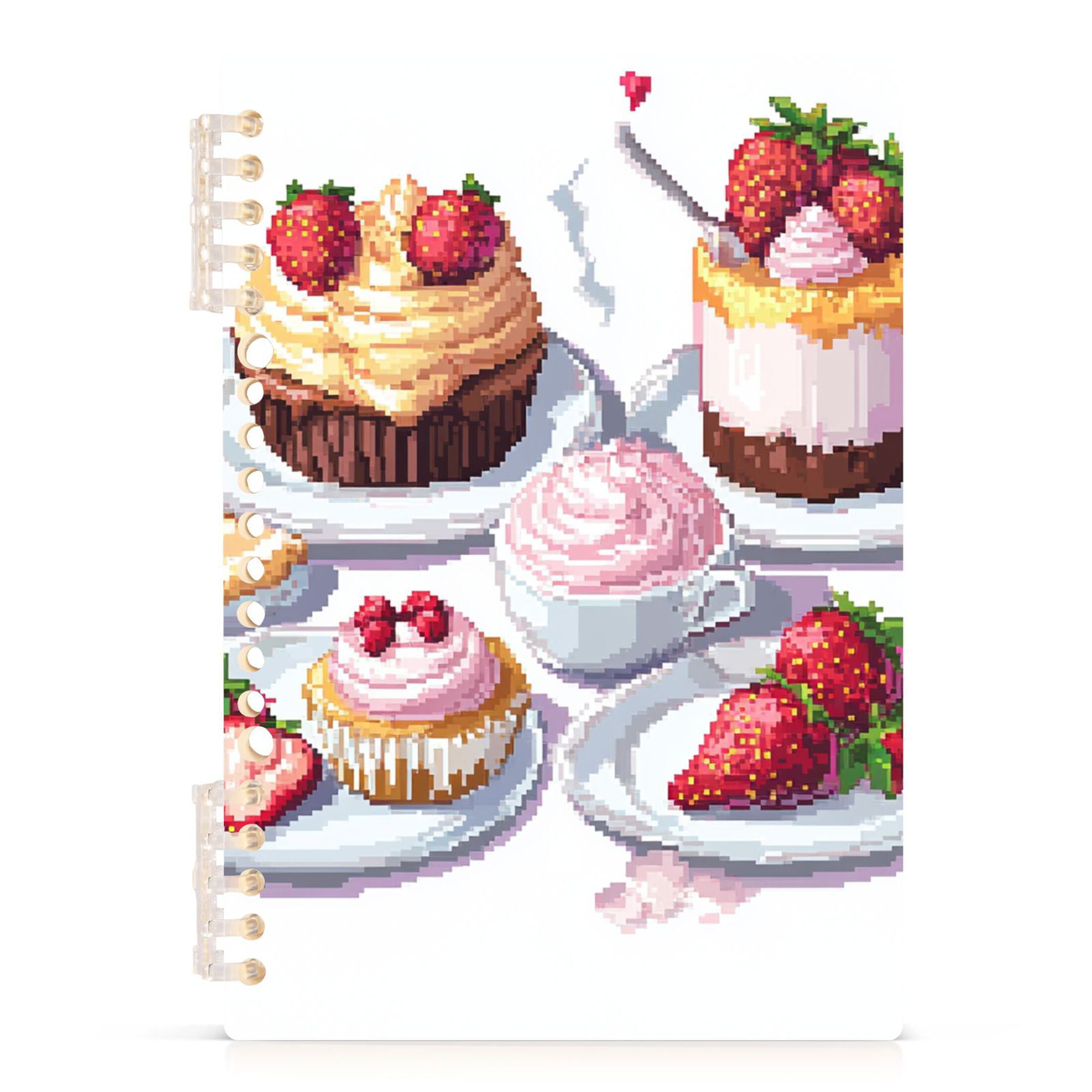 Ckdifva Pixel Strawberry Cakes A5 Ring Binder Notebook Journey Note ...