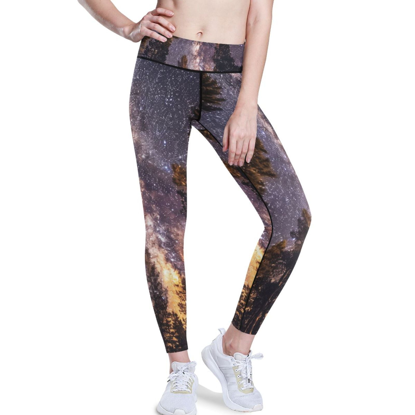 Ckdifva Purple Starry Sky Yoga Pants with Pockets for Women Workout ...