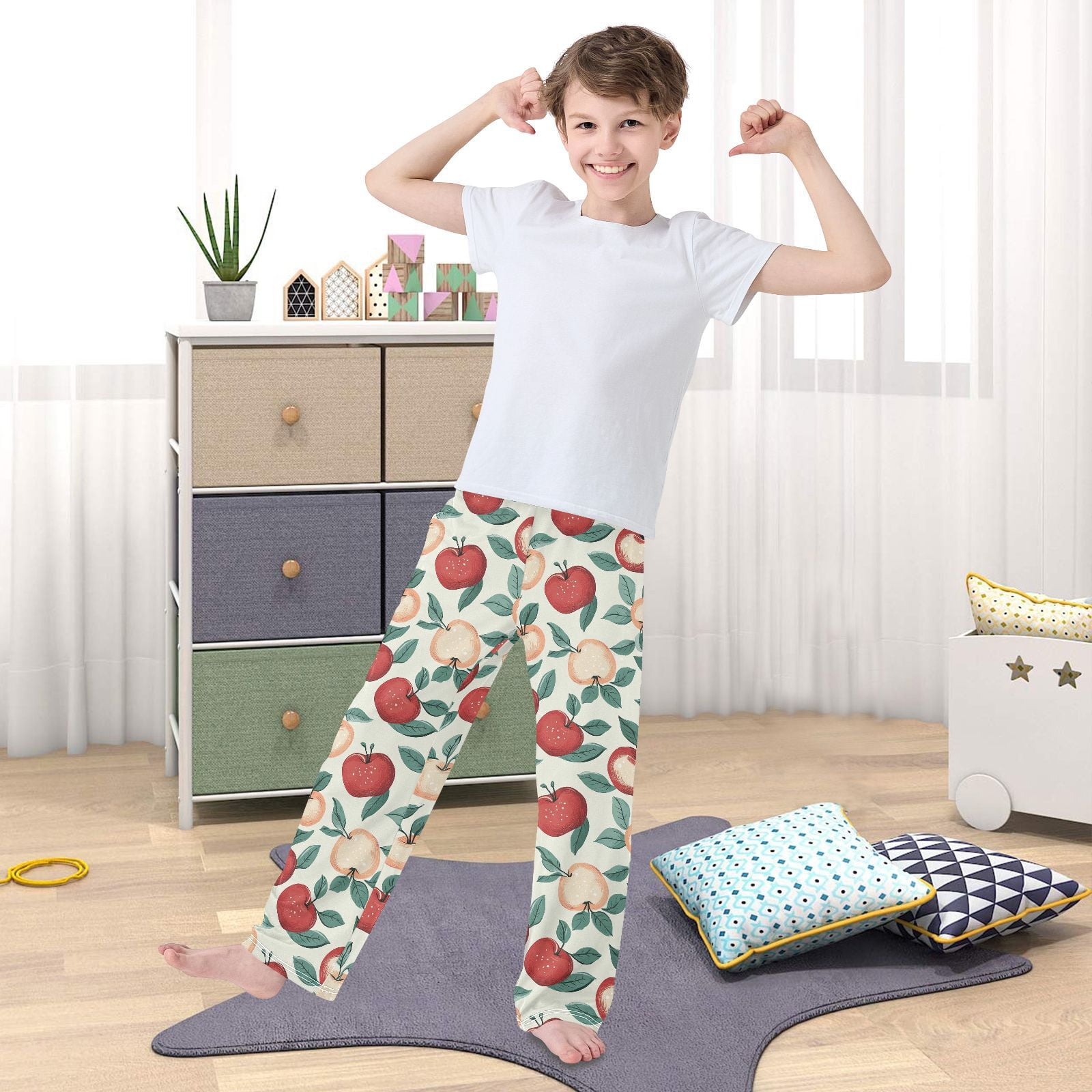 Ckdifva Red Yellow Apples Pajama Pants Boys Girls Pajamas Bottoms ...