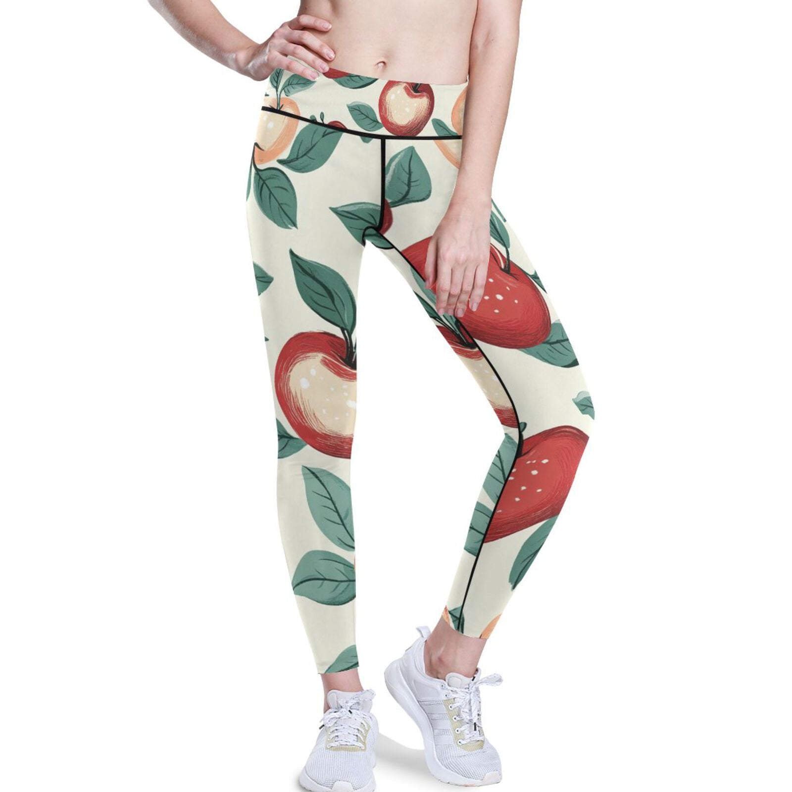 Ckdifva Red Yellow Apples Yoga Pants with Pockets for Women Workout ...