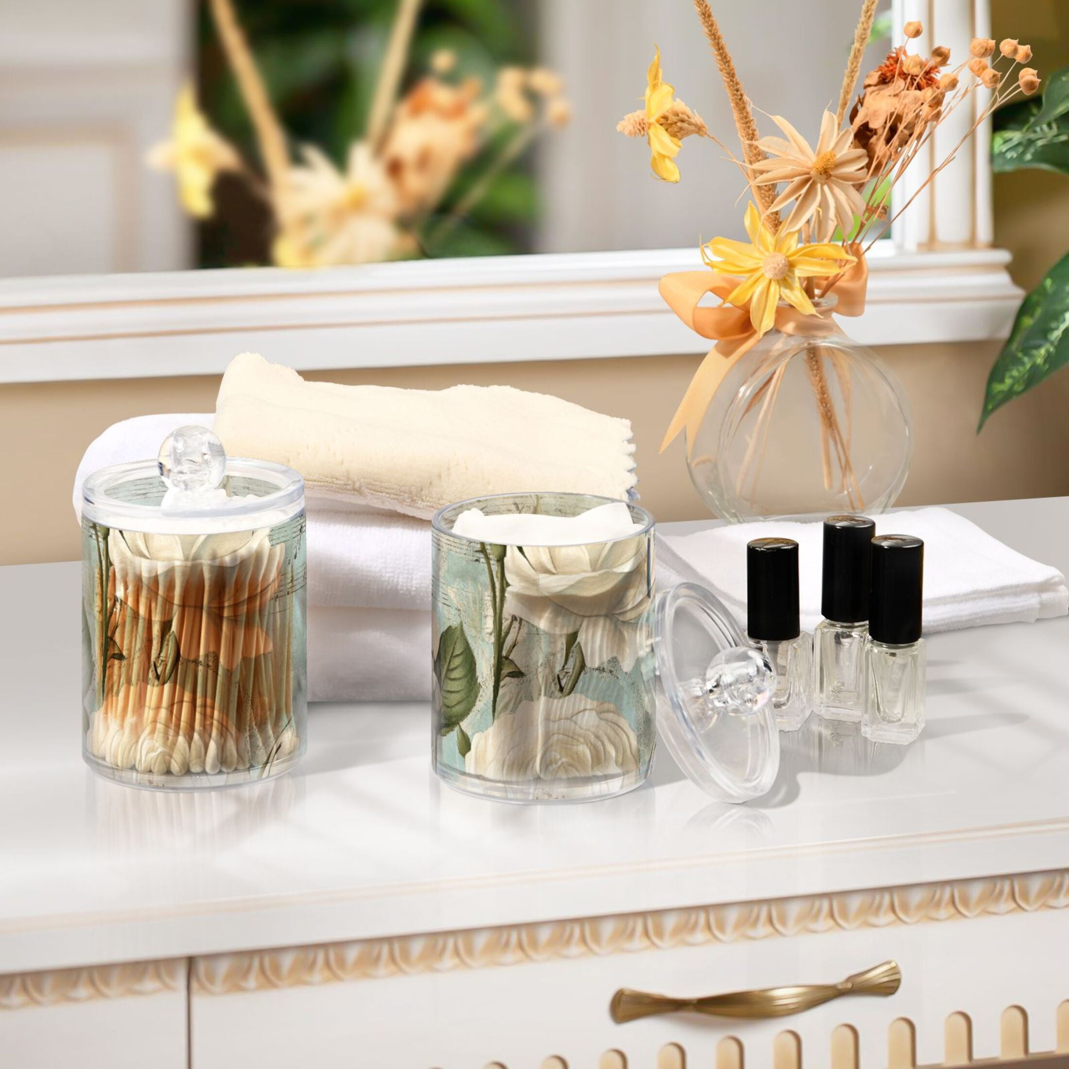 Ckdifva Rose Music Notes Storage Jar with Lid Acrylic Organization ...