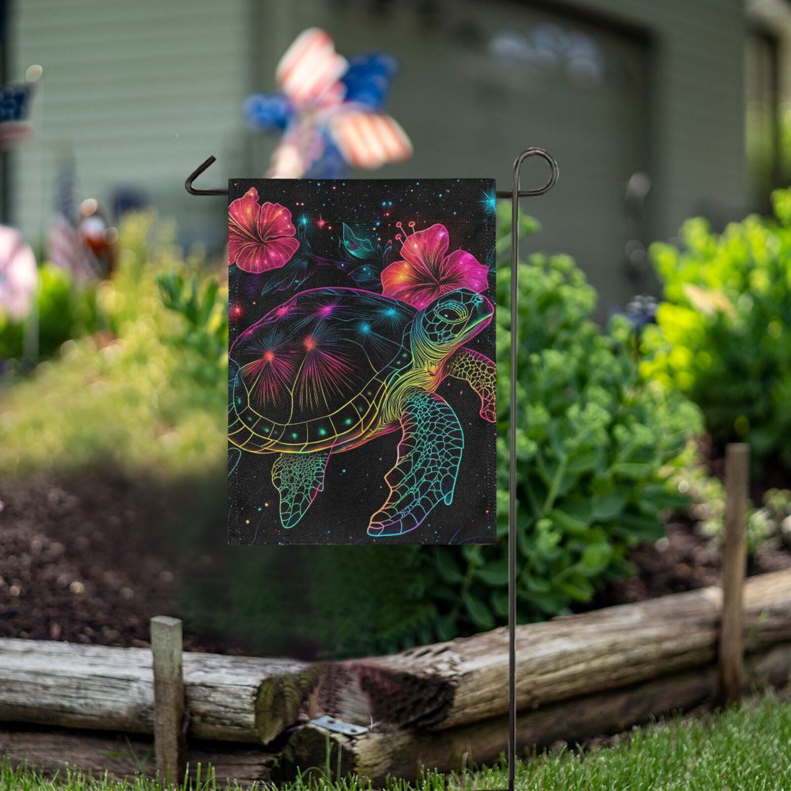 Ckdifva Sea Turtle and Flowers Garden Flag 28 x 40 Inch Vertical Double ...
