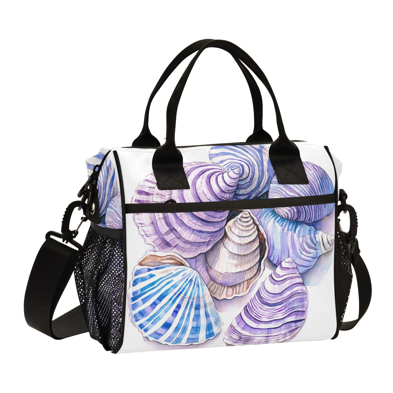 Ckdifva Seashells Zebra Stripes Cooler Bag Cooler Cooling Tote Lunch ...