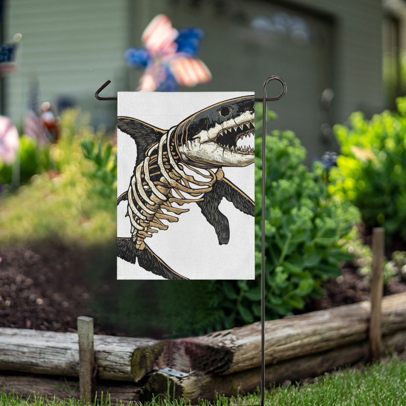 Ckdifva Shark Skeleton Garden Flag 12 x 18 Inch Vertical Double Sided ...