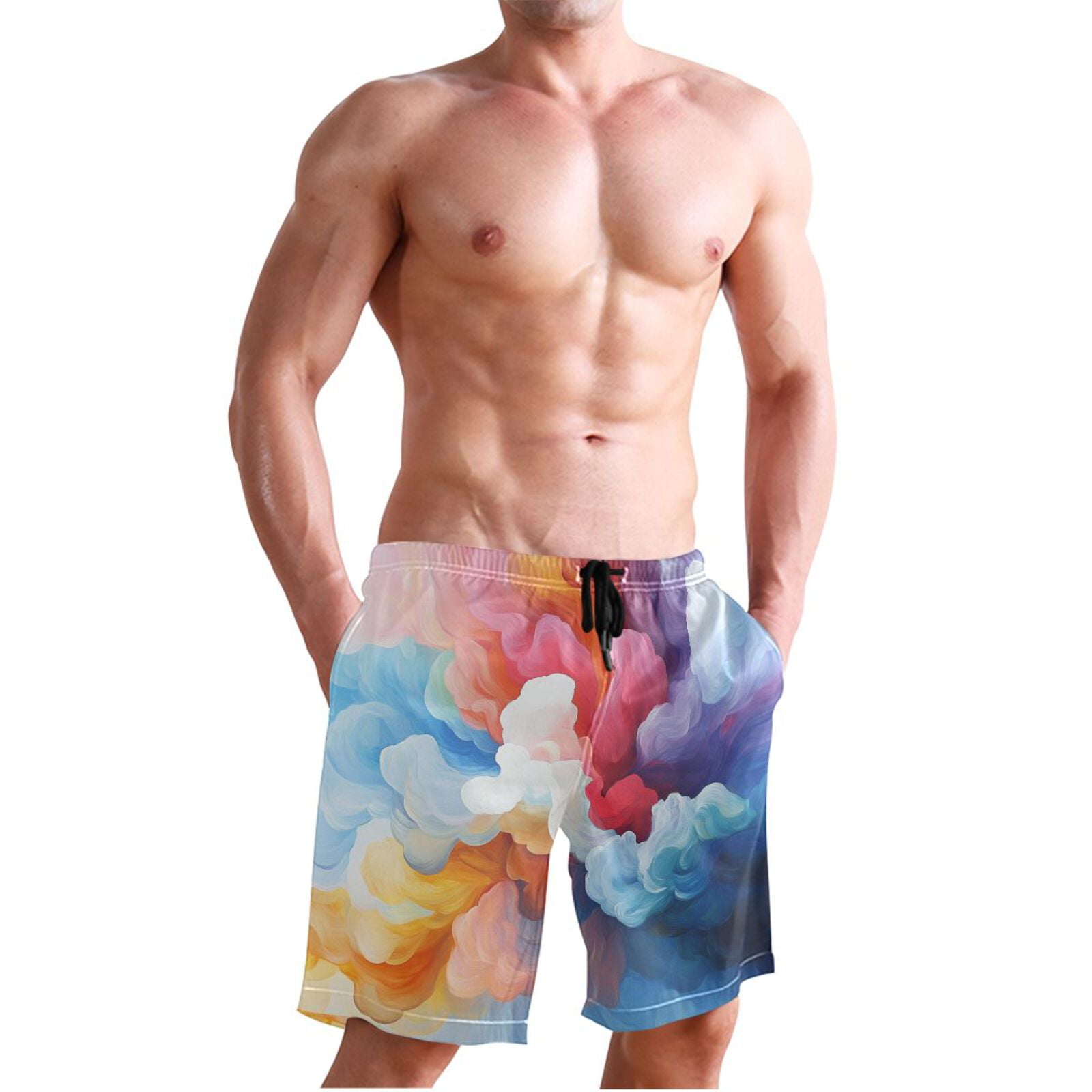 Ckdifva Smoke Colorful Men's Board Shorts Swim Trunks Drawstring Summer ...
