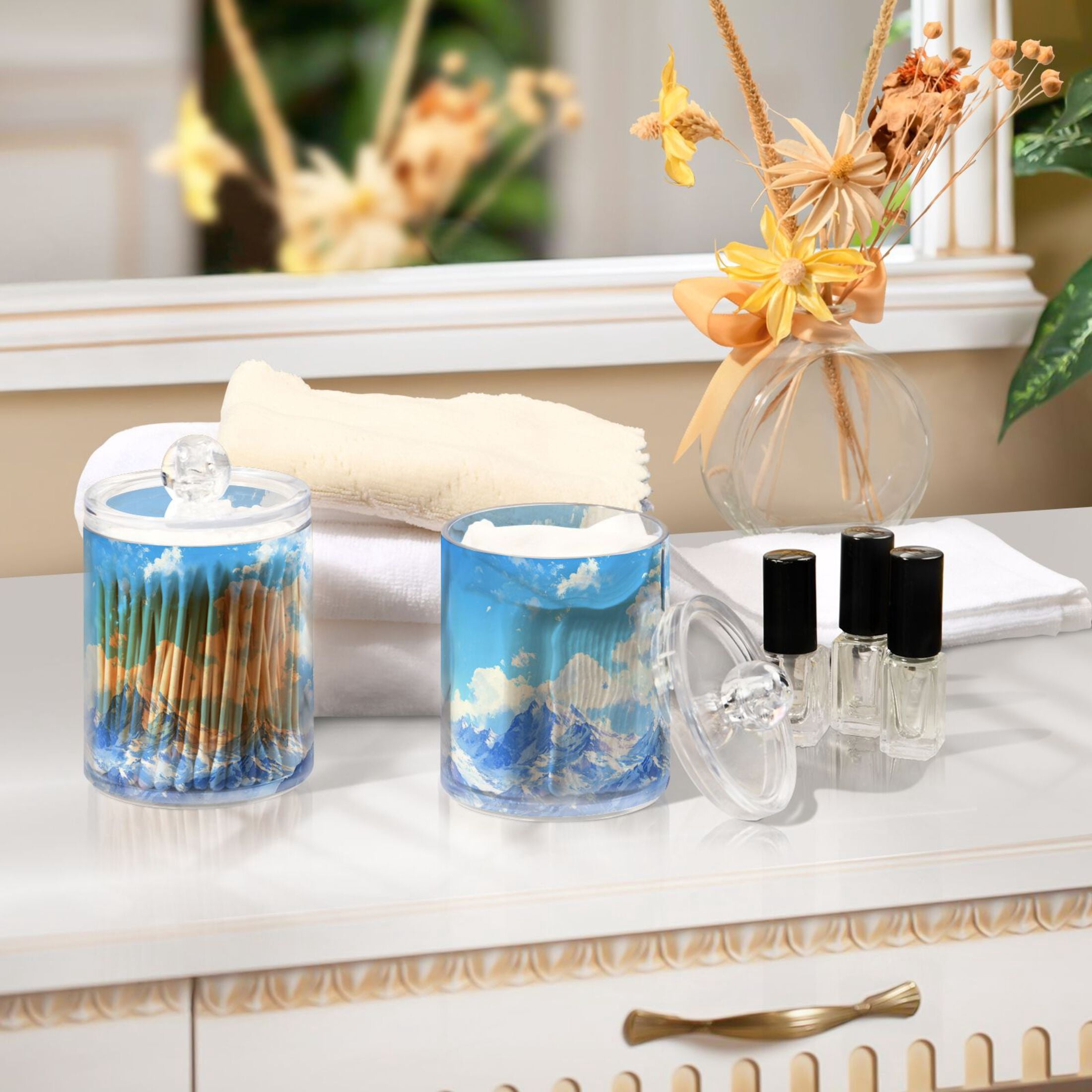 Ckdifva Snow Mountain Storage Jar with Lid Acrylic Organization Storage ...