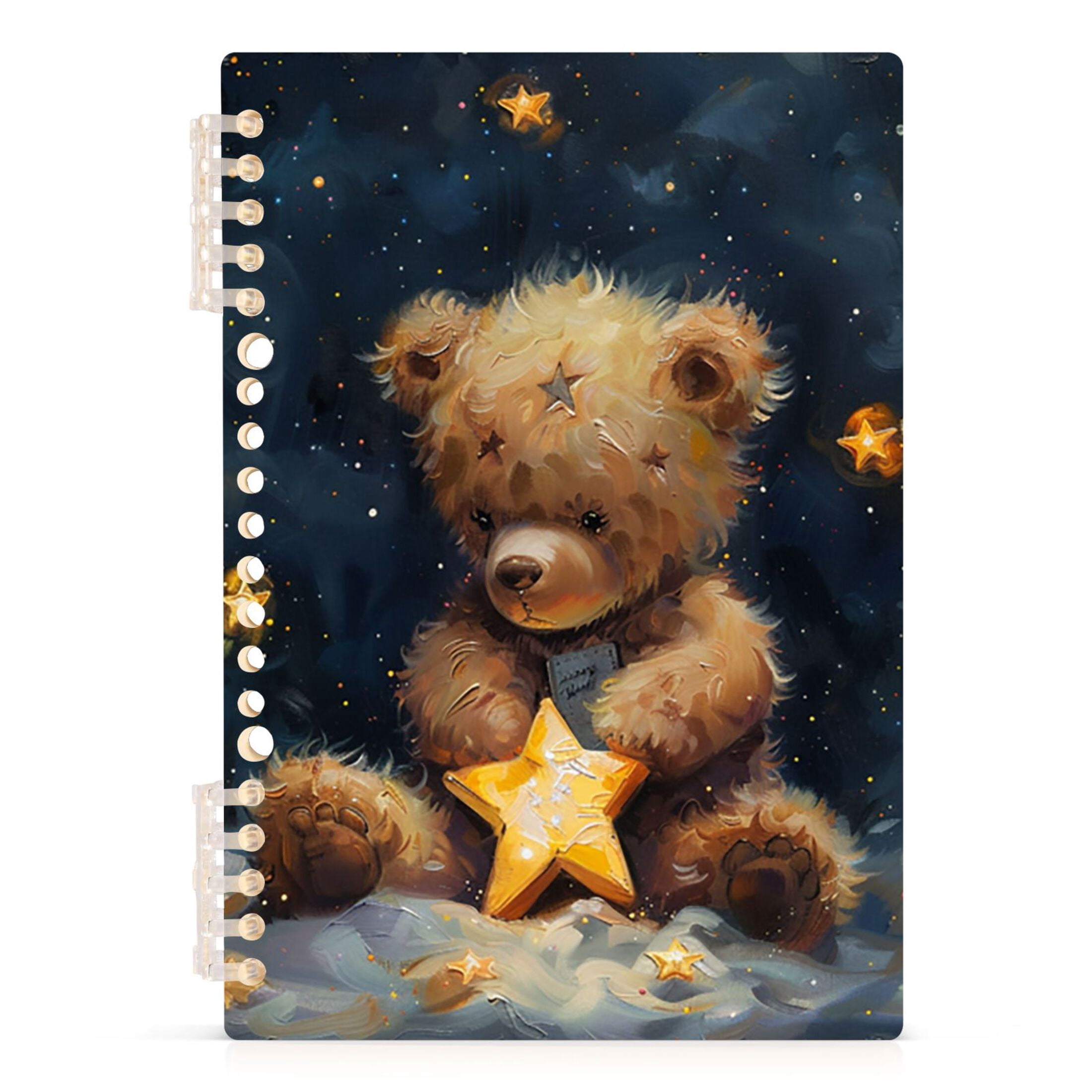 Ckdifva Stars Teddy Bear A5 Ring Binder Notebook Journey Note Diary ...