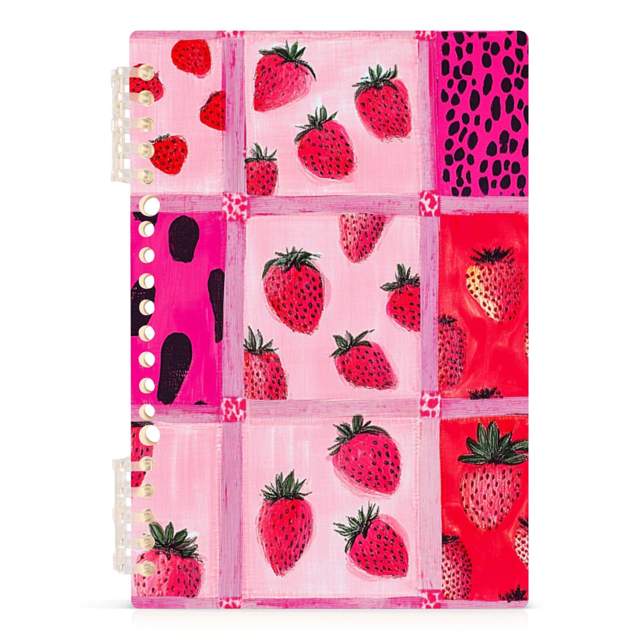 Ckdifva Strawberries and Pink Leopard A5 Ring Binder Notebook Journey ...