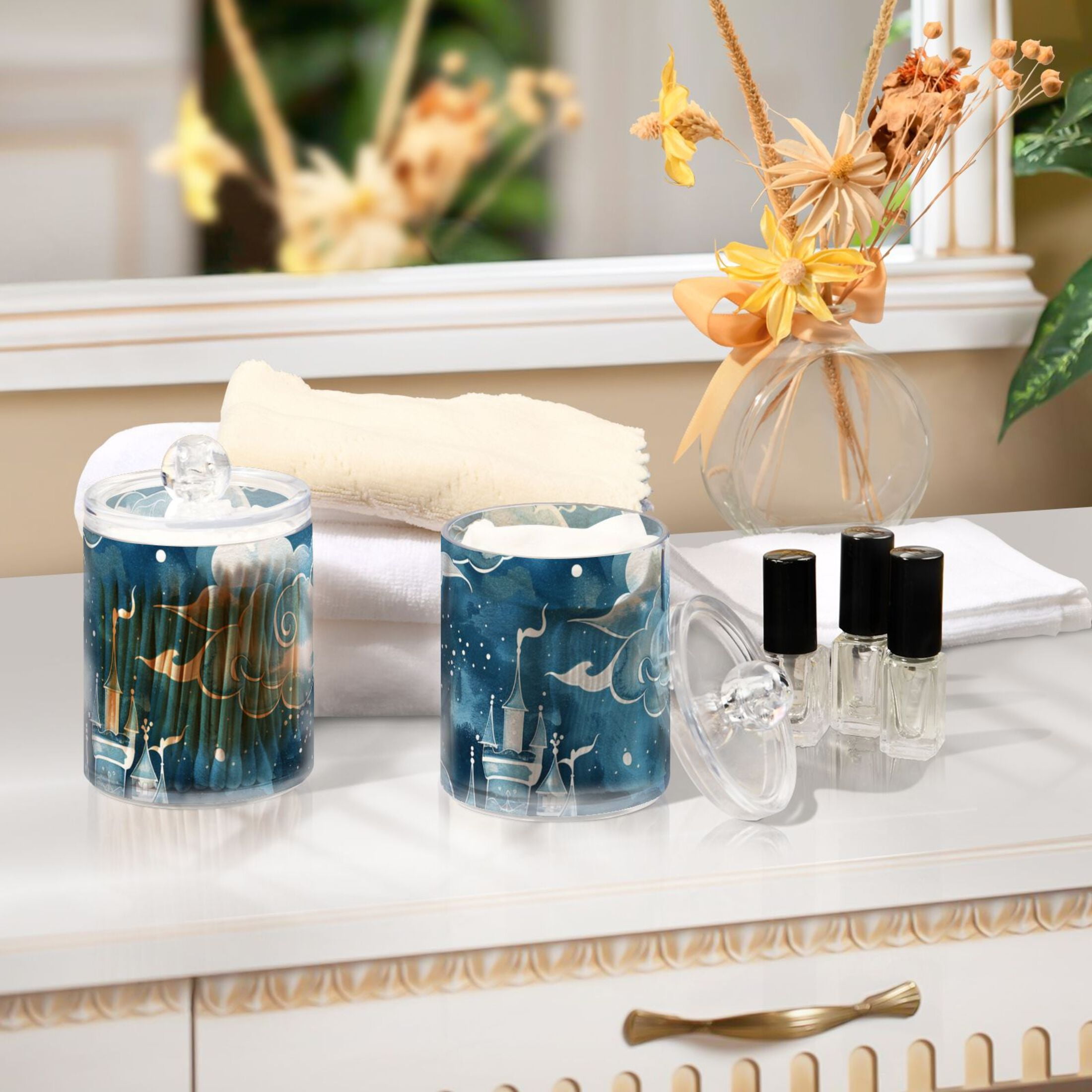Ckdifva Tale Castle Storage Jar with Lid Acrylic Organization Storage ...