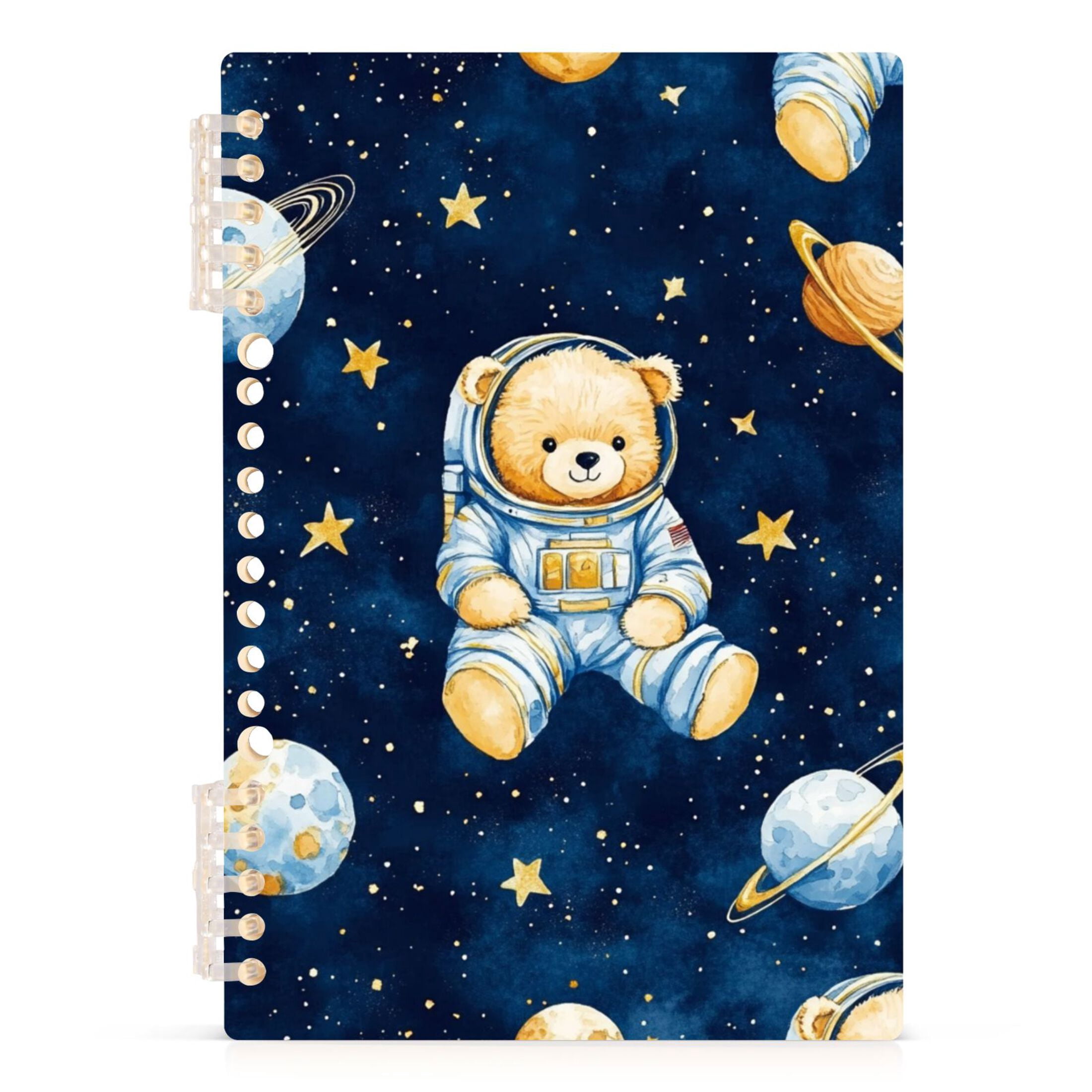 Ckdifva Teddy Bear Astronaut Stars A5 Ring Binder Notebook Journey Note ...