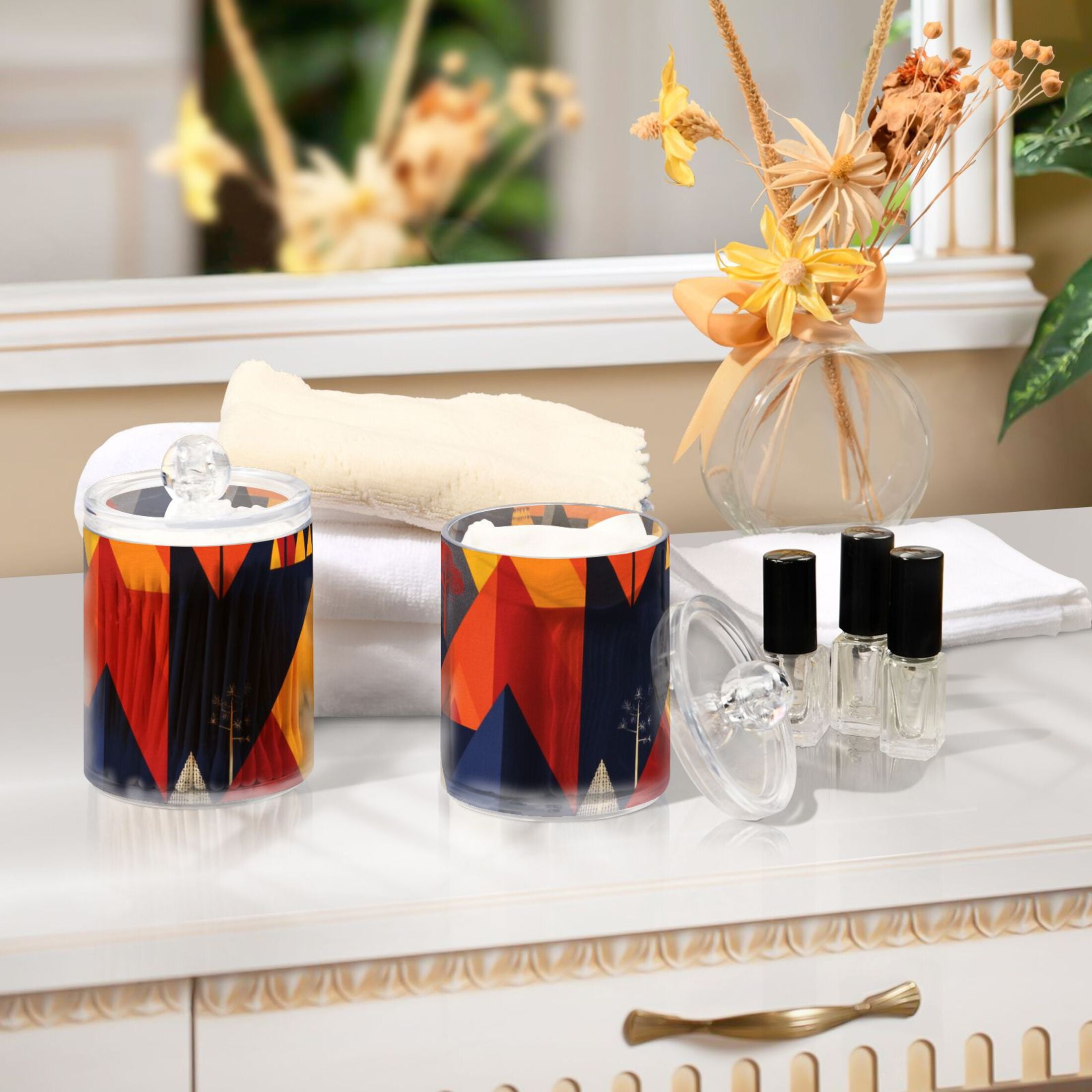 Ckdifva Triangles and Squares Storage Jar with Lid Acrylic Organization ...