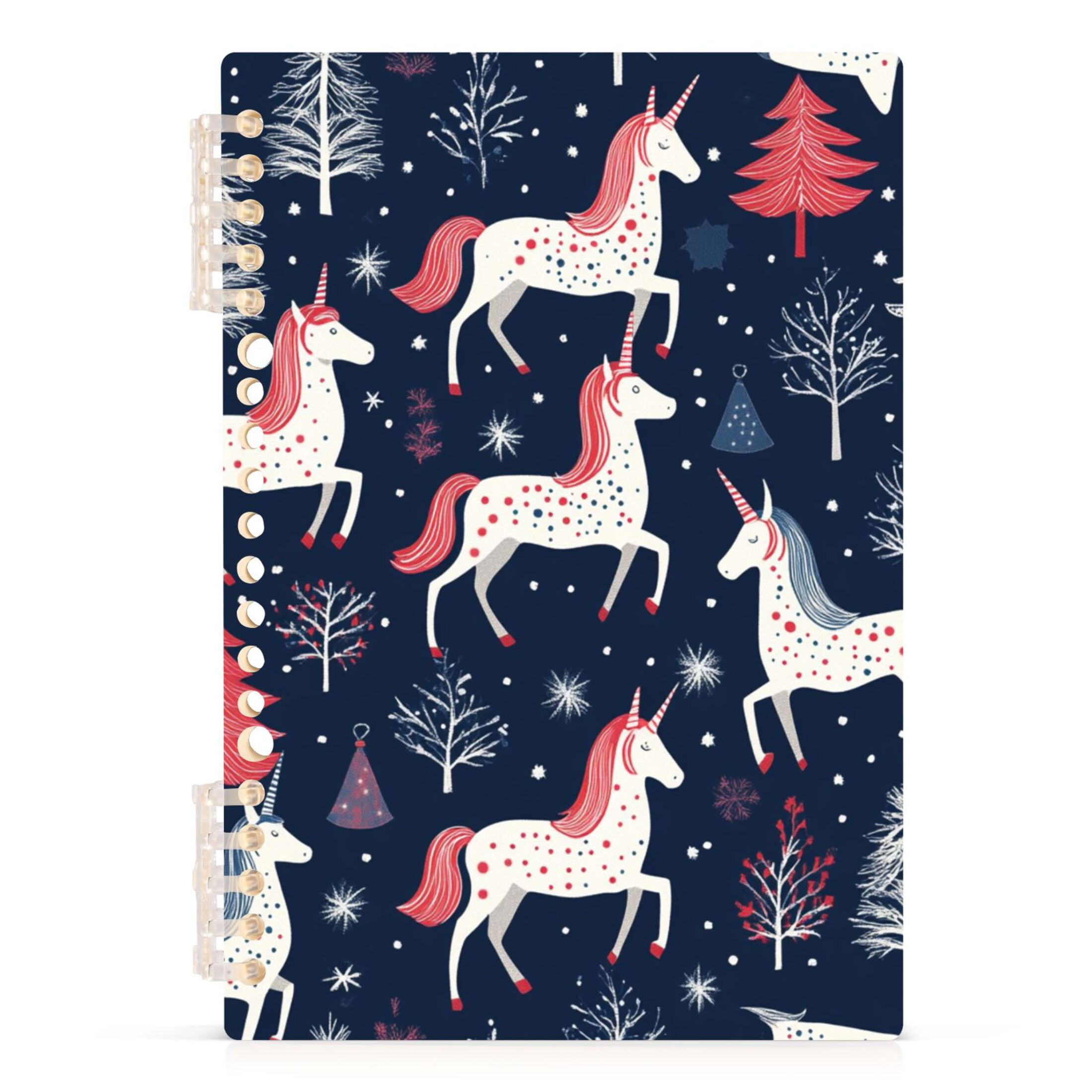 Ckdifva Unicorns and Trees A5 Ring Binder Notebook Journey Note Diary College Ruled Study 60 ...