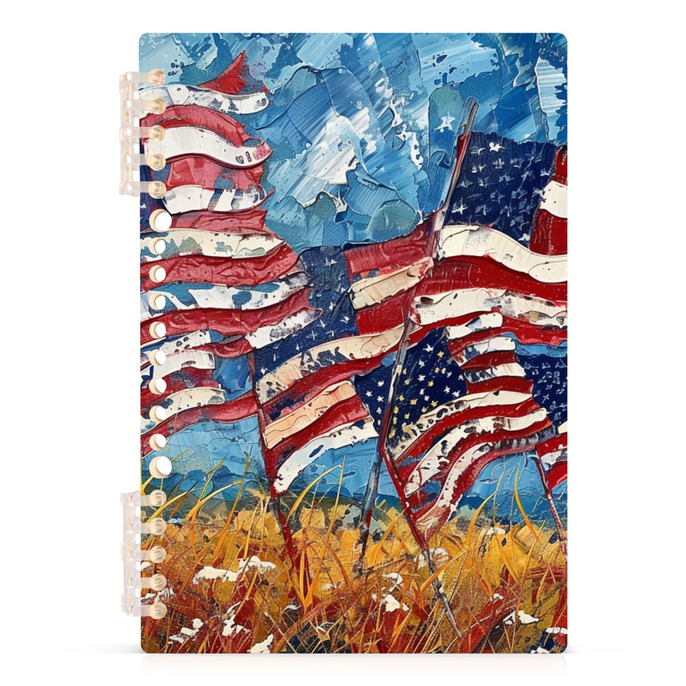 Ckdifva Usa Flags A5 Ring Binder Notebook Journey Note Diary College ...