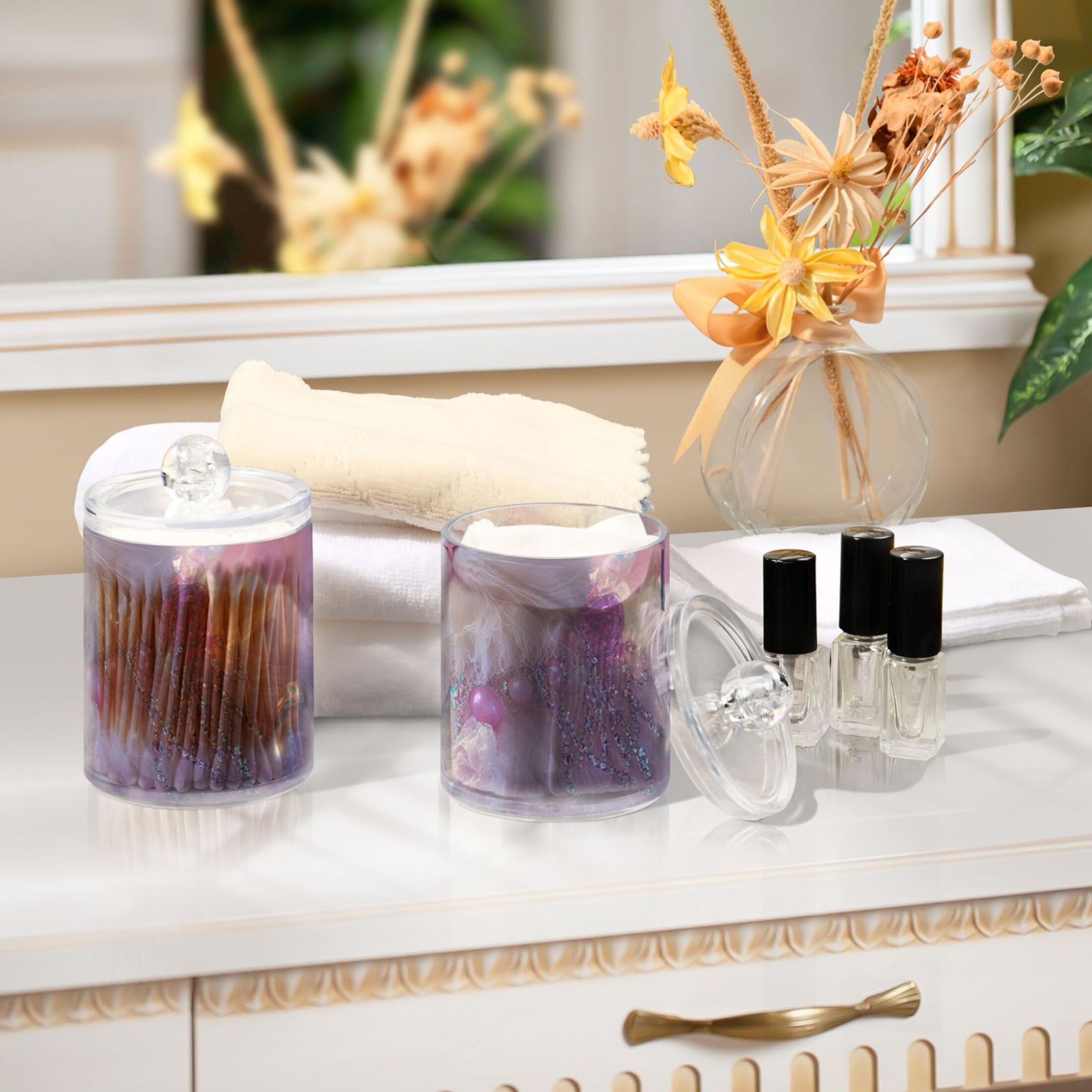 Ckdifva White Cat Bubbles Storage Jar with Lid Acrylic Organization ...