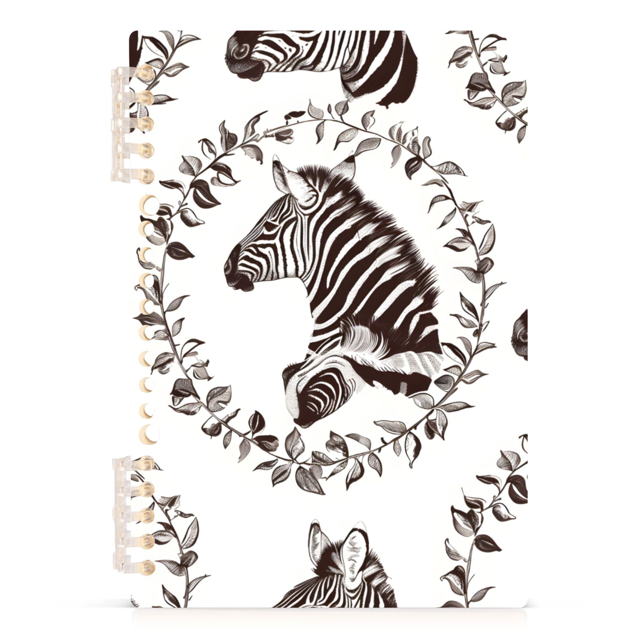 Zebra Wreath Ring Binder Notebook Journey Note Diary College Ruled ...