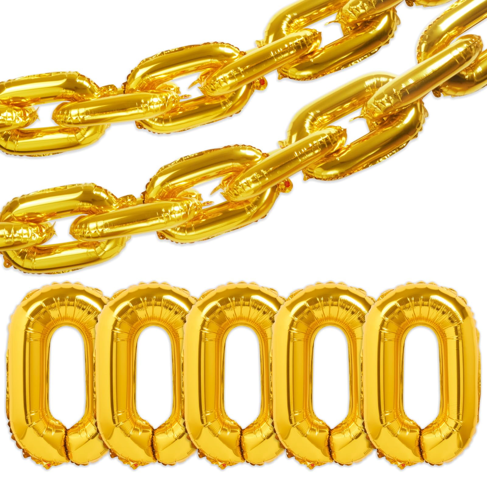 Ckepvo 25Pcs Chain Balloons 16 inch Gold Chain Balloons Hip Hop Party ...