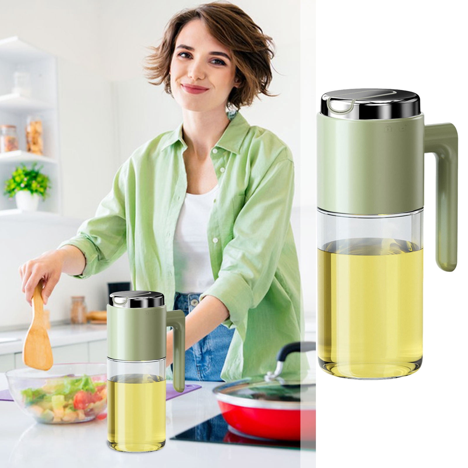 Ckraxd 304 Stainless Steel Oil Pot with Glass Lid, Leak-Proof ...