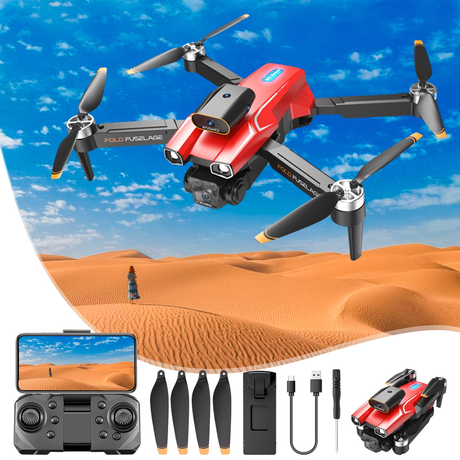 Ckraxd Brushless Motor Drones with 3 Cameras Electric AdjustmentWind ...