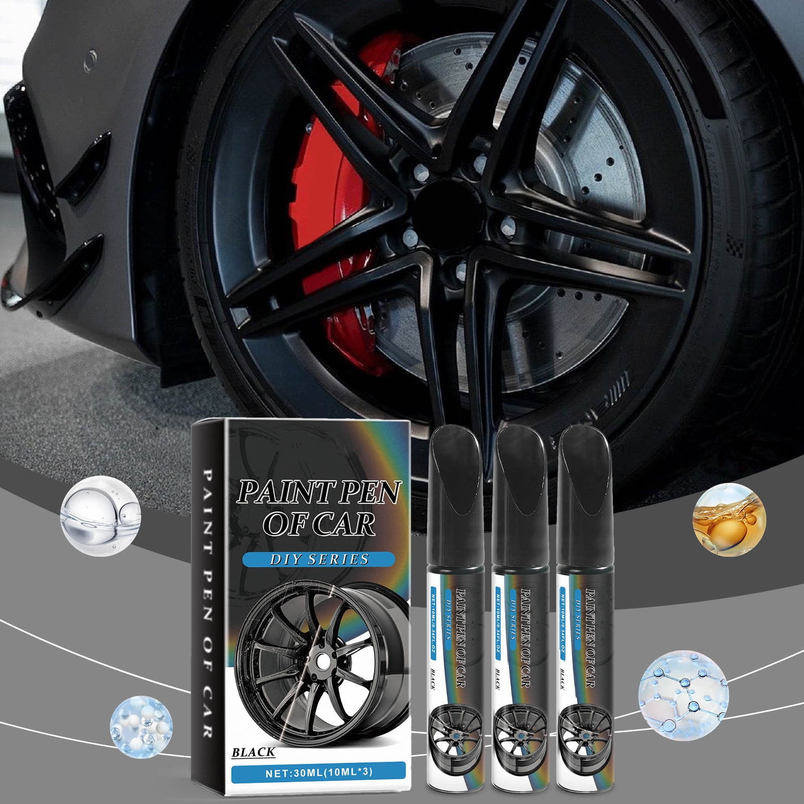 Ckraxd Car Scratch Repair Pen Wheel Hub Paint Black 30ml Efficient ...