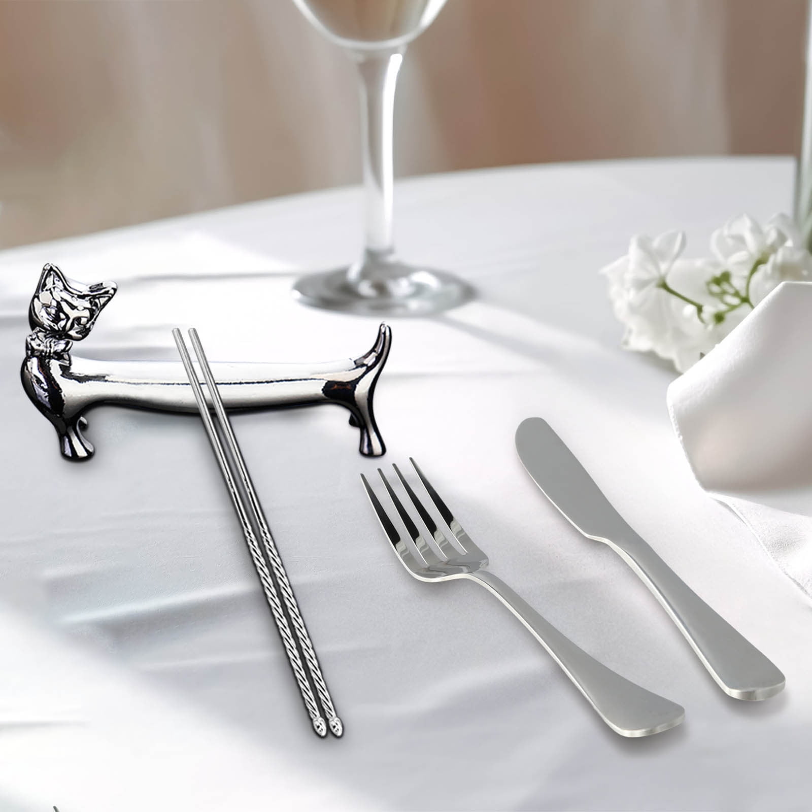 Ckraxd Chopstick Holder Rack Spoon Rest Alloy Utensil Organizer Rose ...